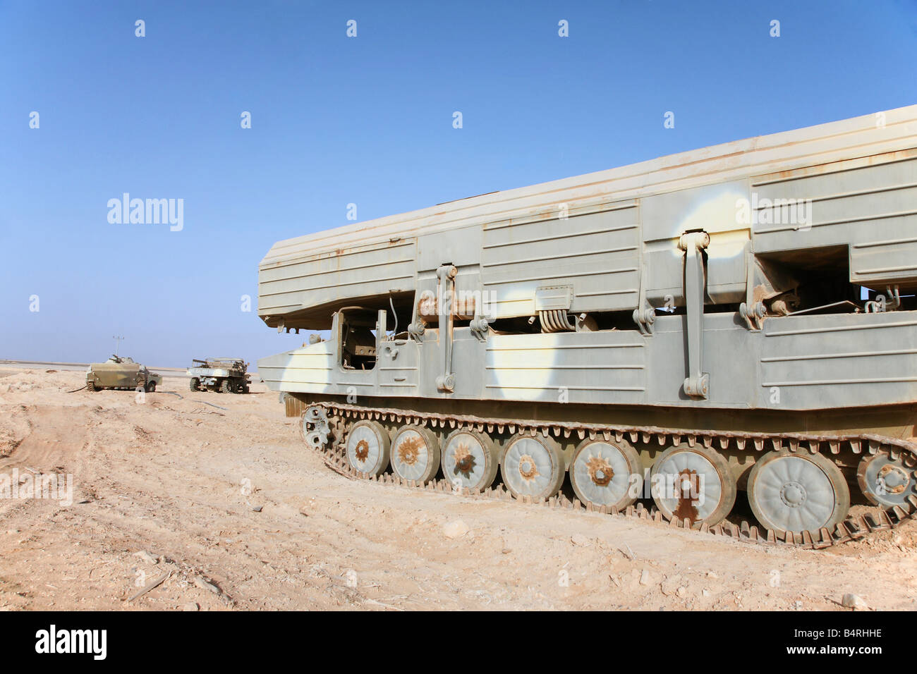 An old Soviet GSP pontoon carrying vehicle rusting in a military area ...