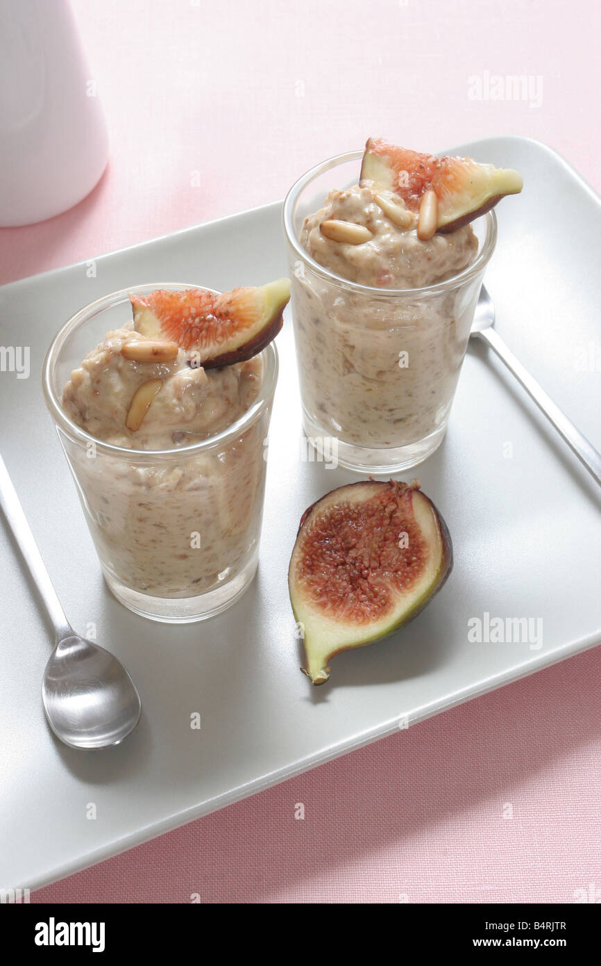 Creamed Ricotta cheese and figs, Italy Stock Photo - Alamy