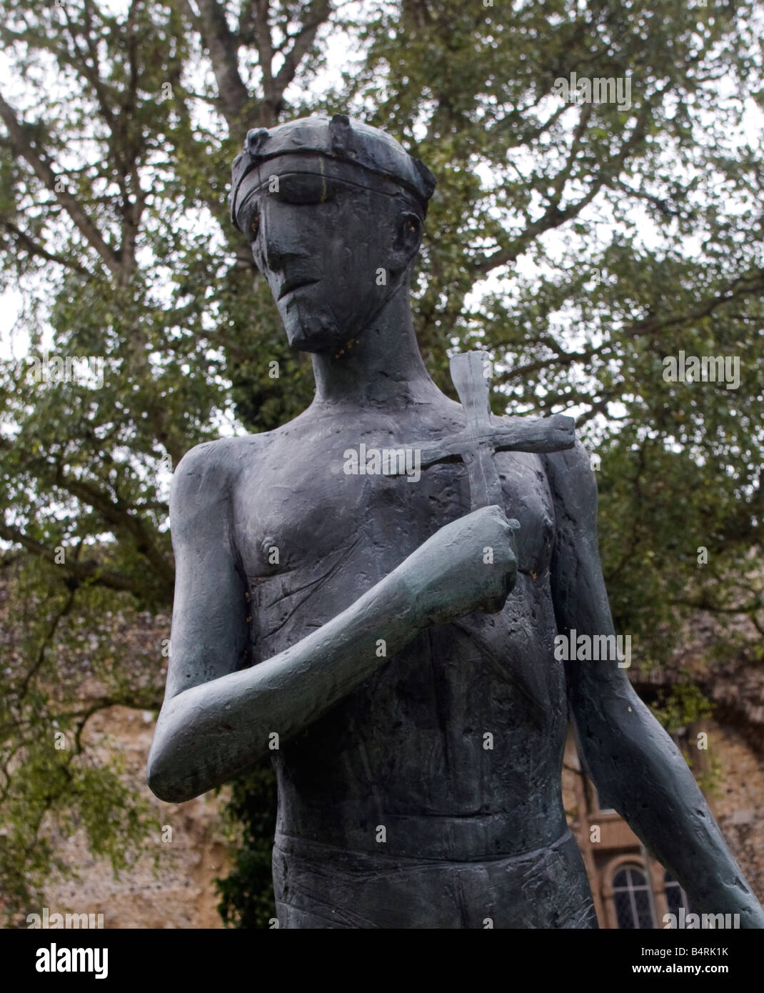 Modern statue of St Edmund the Martyr by Elizabeth Frink in Bury St ...