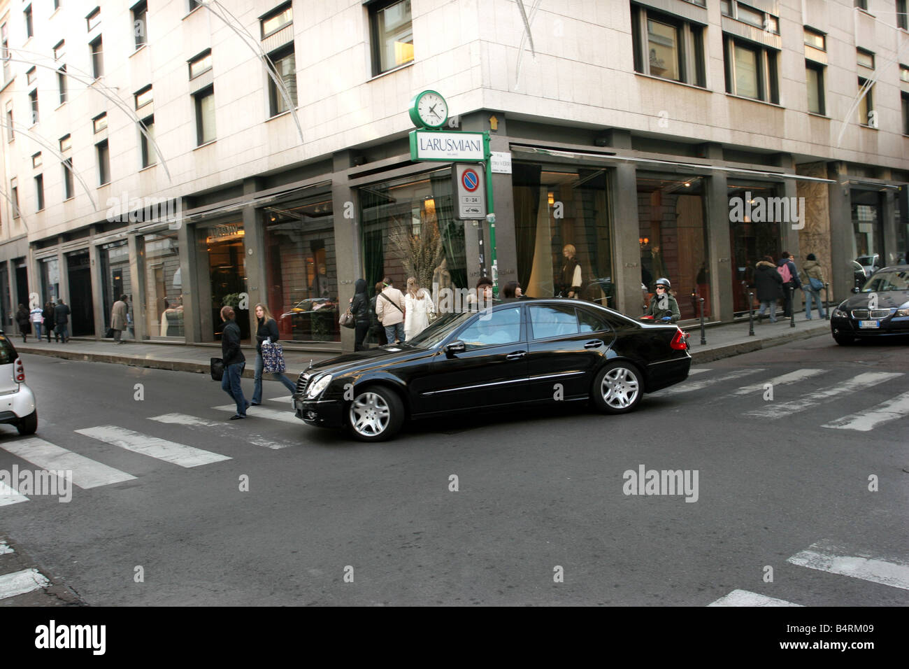 Street corner Via Montenapoleone and Via Verri Milan Lombardy Italy ...