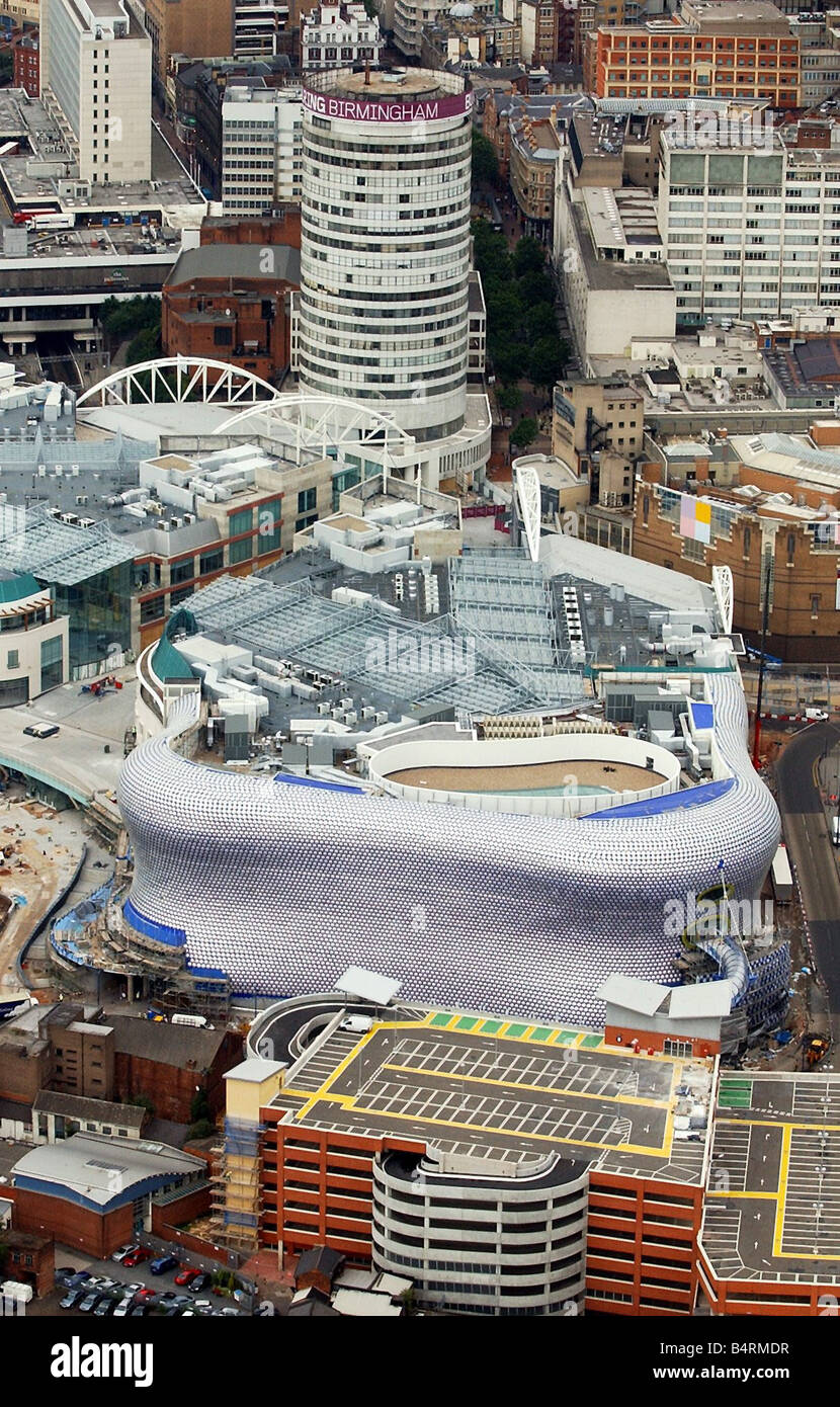 Aerial view of Birmingham city centre Bullring shopping centre and the ...