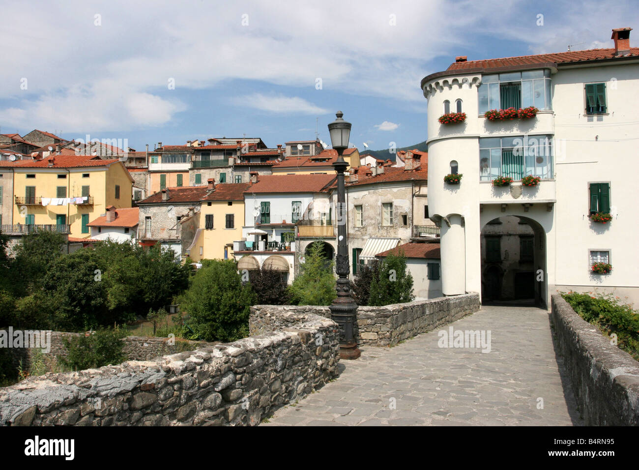 Foreshortening from Ponte della Cresa bridge Pontremoli Tuscany Italy ...