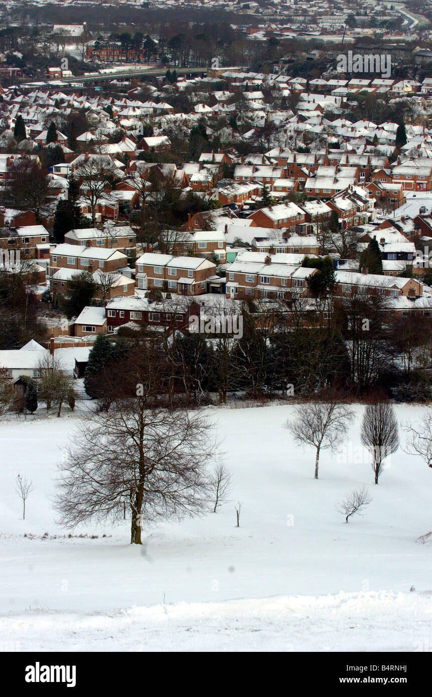 First snow fall on the Beacon Lickey Hills Birmingham overlooking the ...