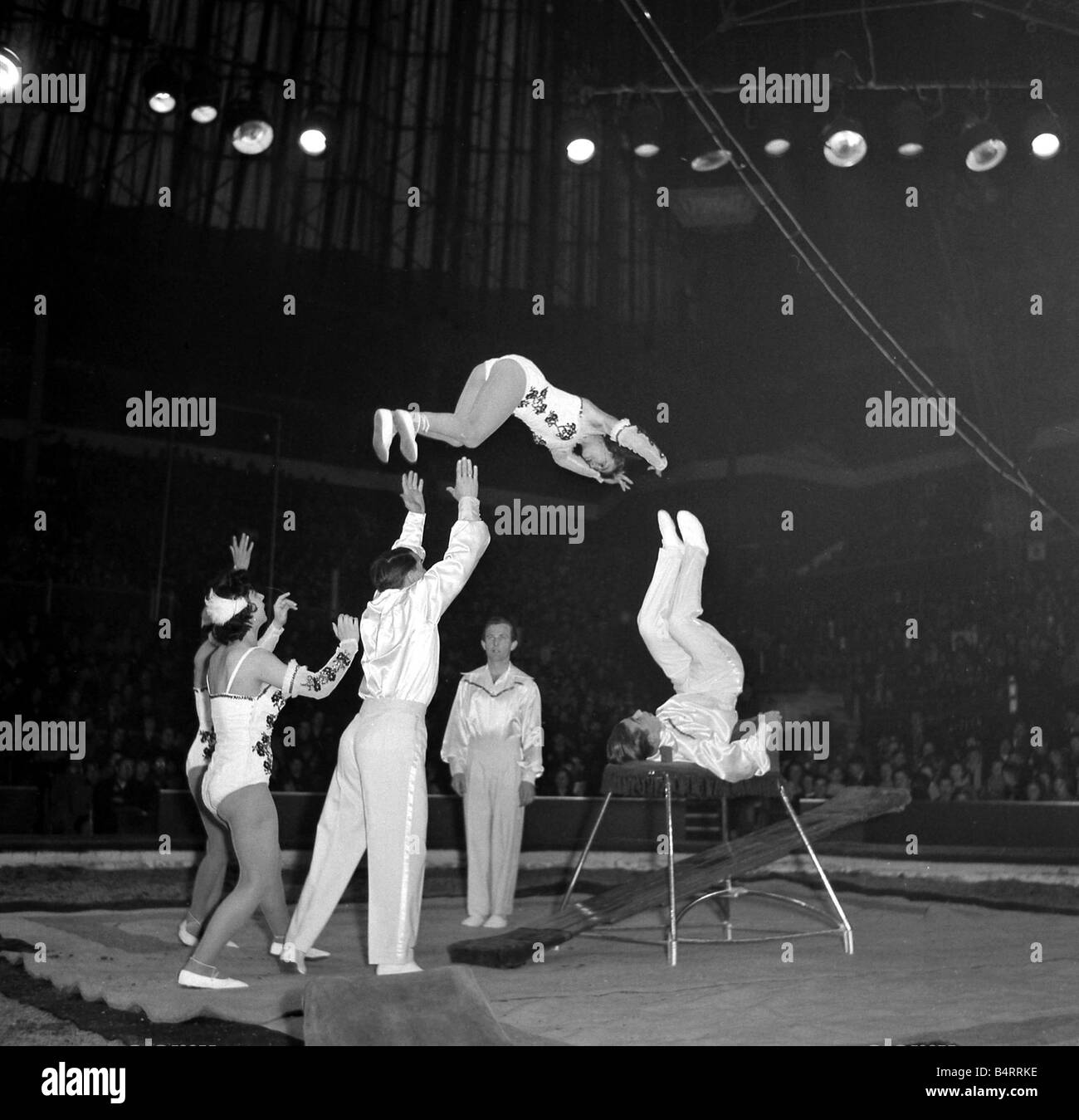 Bertram Mills Circus acrobats tumbling December 1957 Stock Photo - Alamy