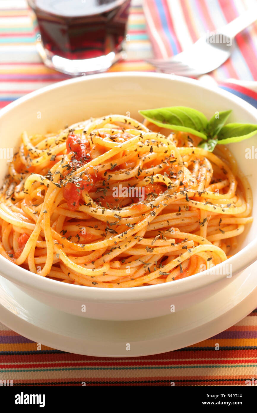 Spaghetti pasta in Chiummenzana style Capri Campania Italy Stock Photo ...