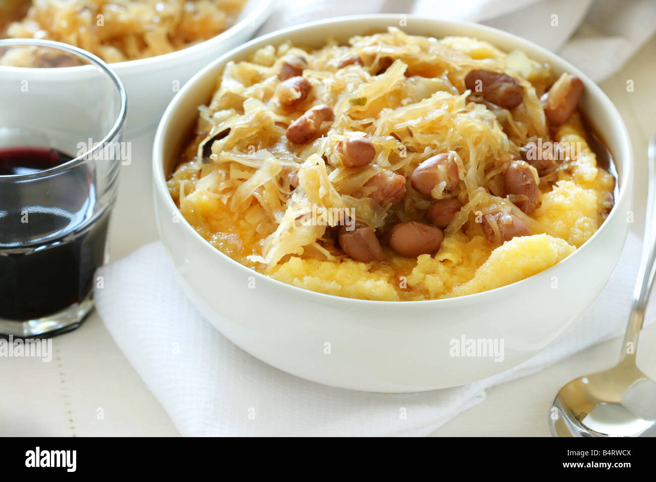 Bisna typical dish made with polenta beans and sauerkraut Veneto Italy ...