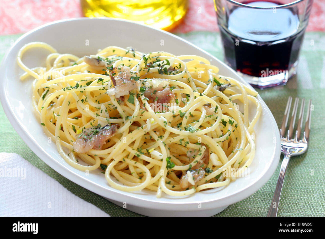 Spaghetti pasta with pilchards Italy Stock Photo - Alamy