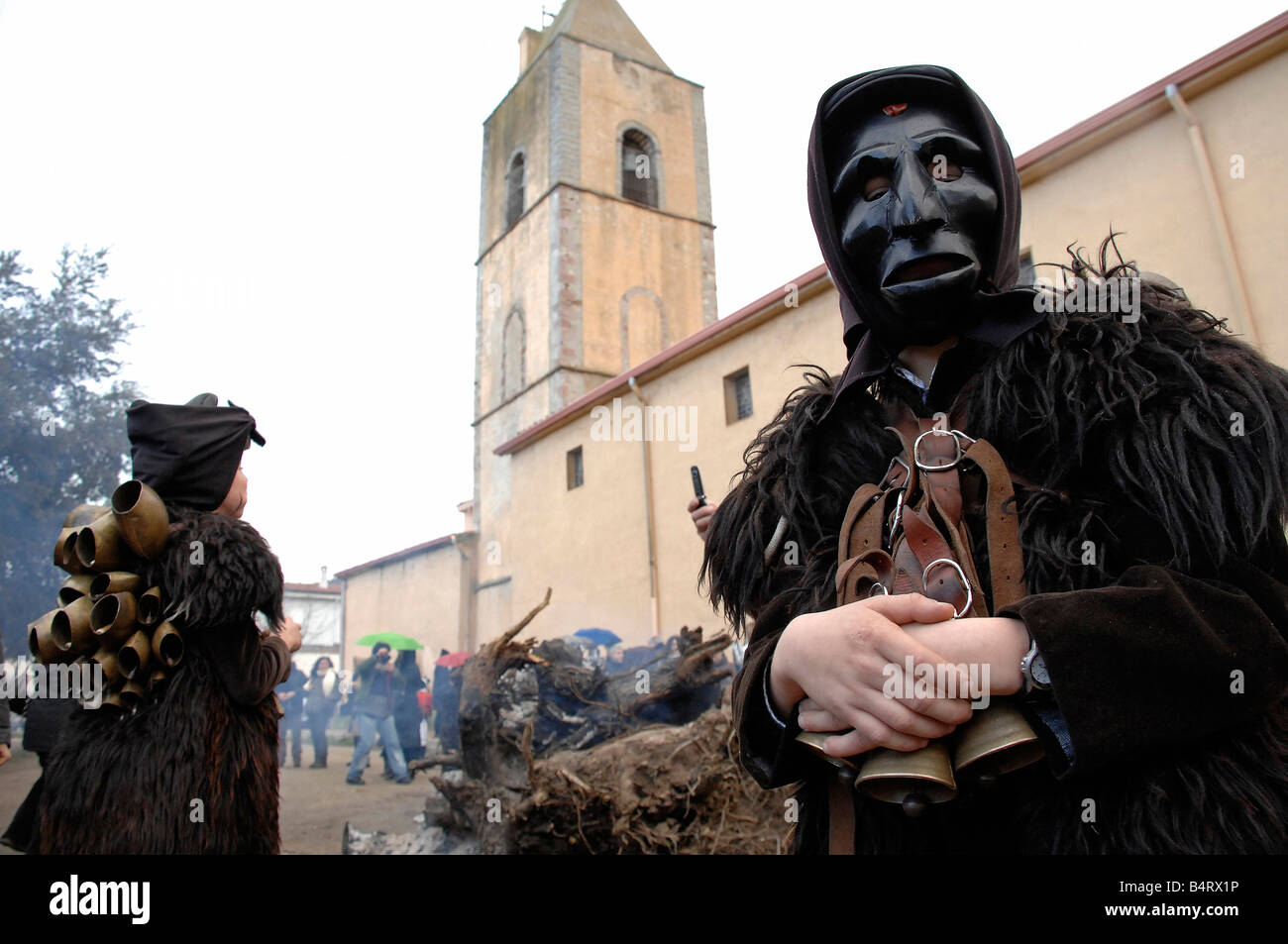 Typical carnival Mamuthones parade Mamoiada Sardinia Italy Stock Photo ...