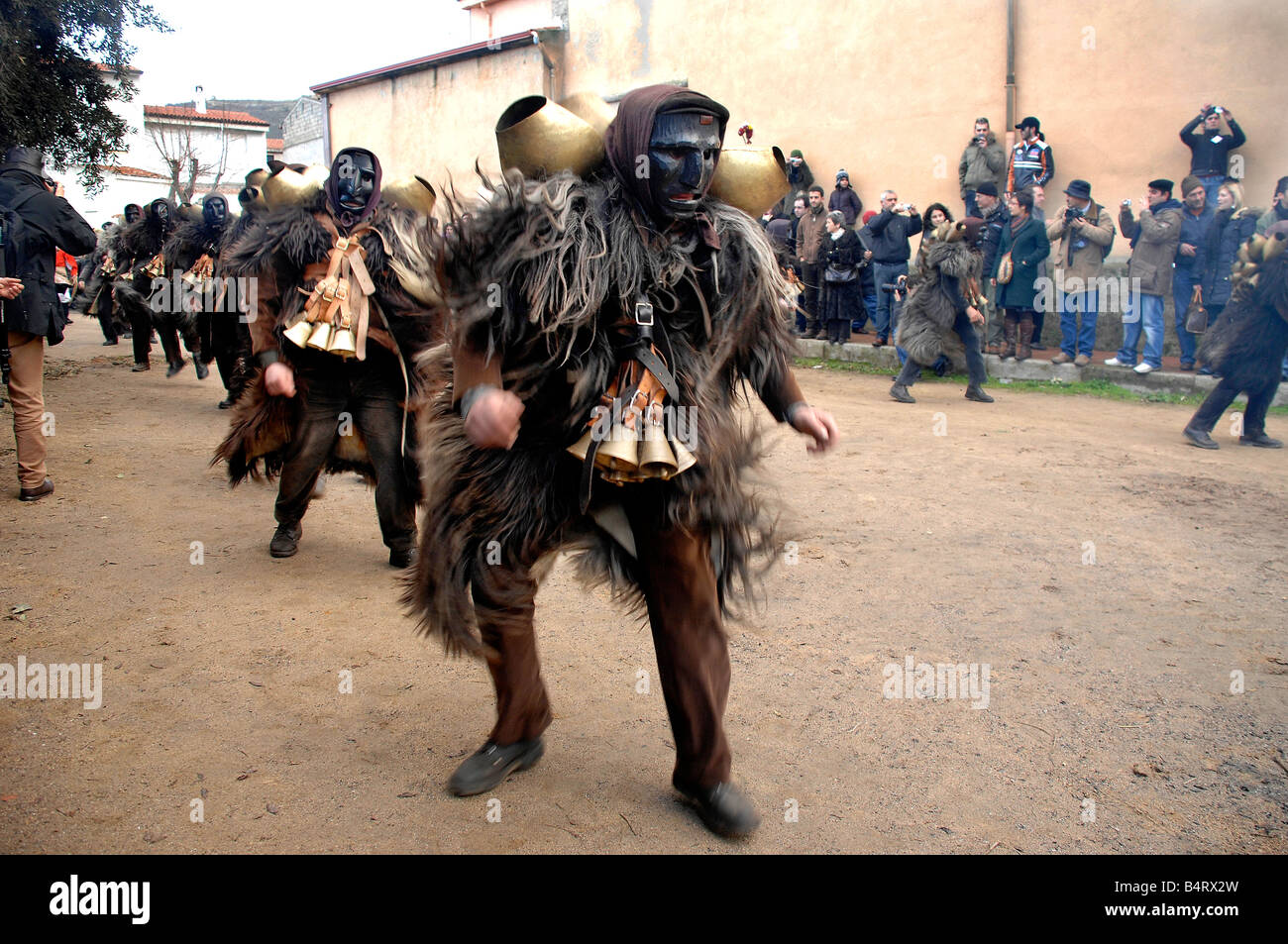 Typical carnival Mamuthones parade Mamoiada Sardinia Italy Stock Photo ...