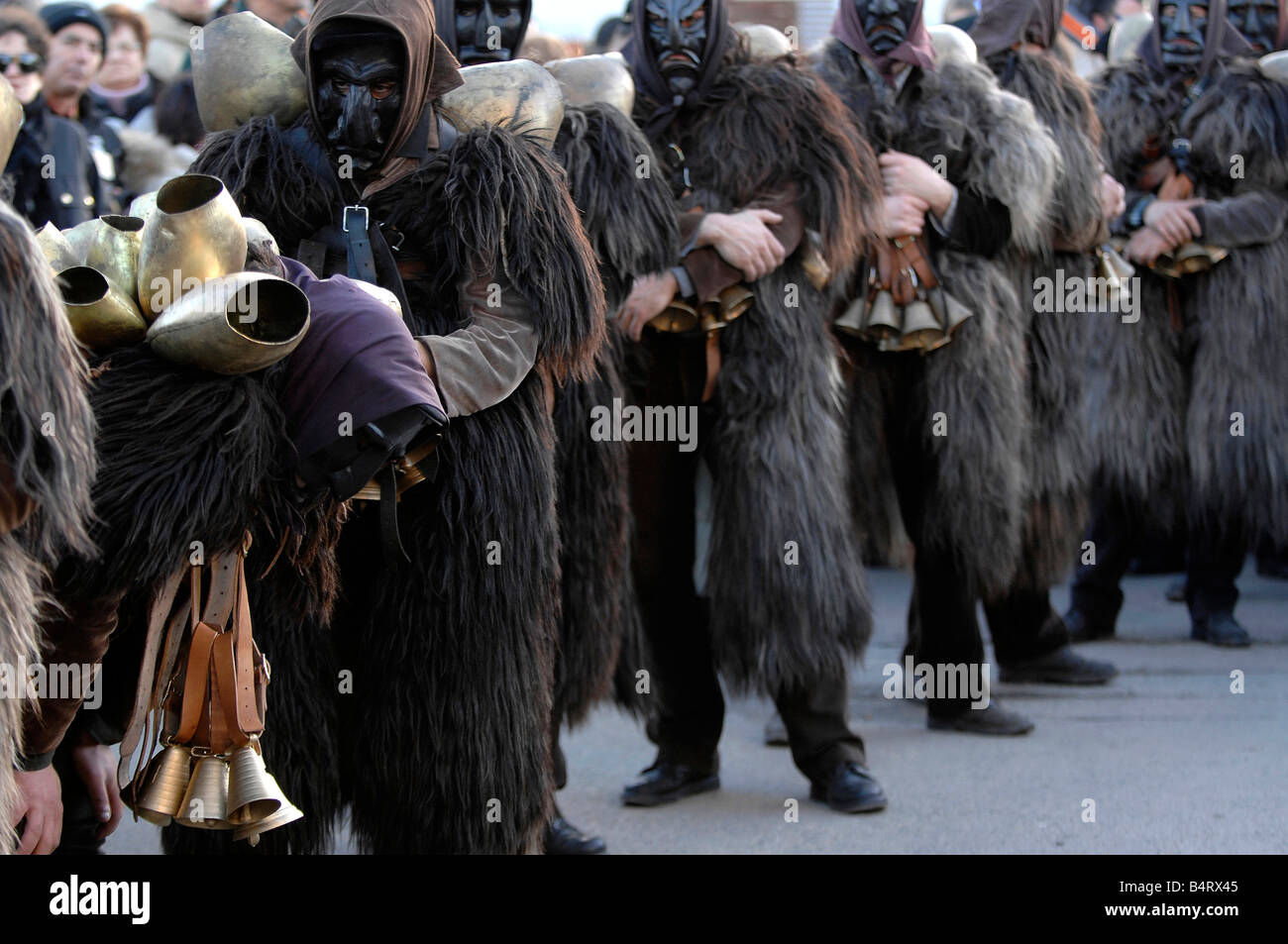 Typical carnival Mamuthones parade Mamoiada Sardinia Italy Stock Photo ...