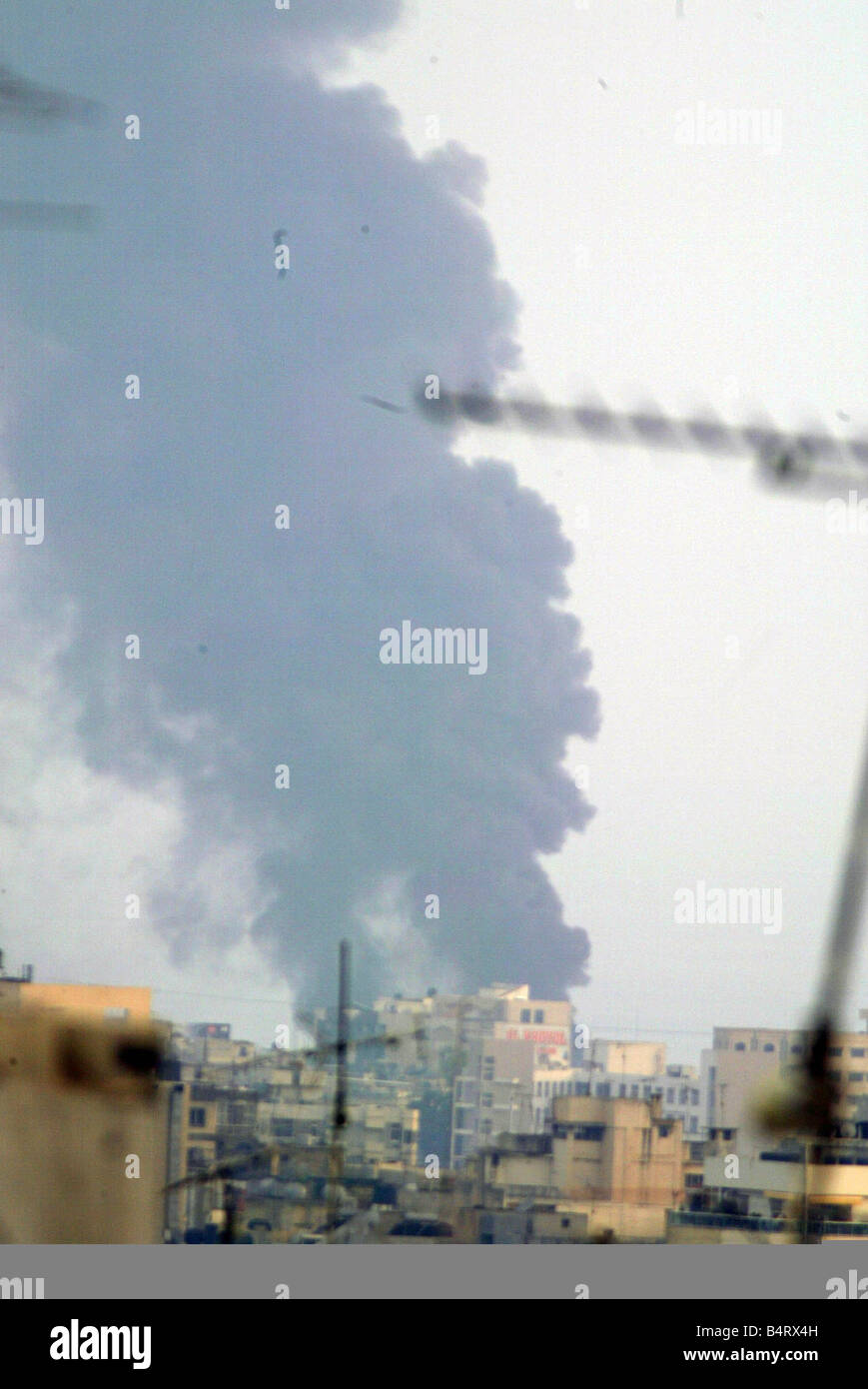 Beirut Lebanon Sunday July 16 2006 Plume of smoke over the city after ...
