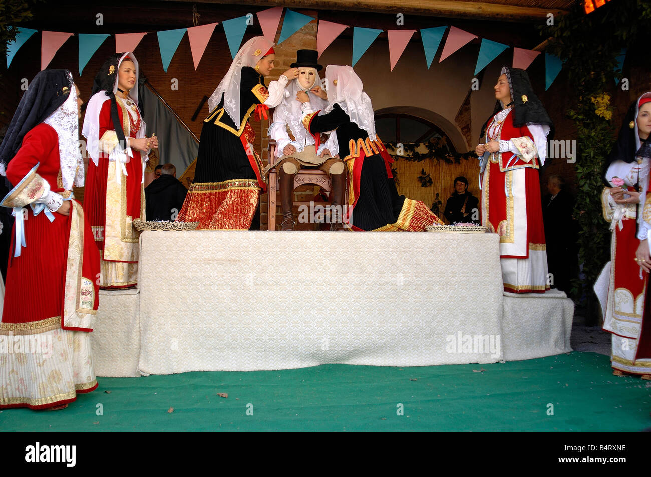 Ritual dressing of Su Composidori Sartiglia feast Oristano Sardinia ...