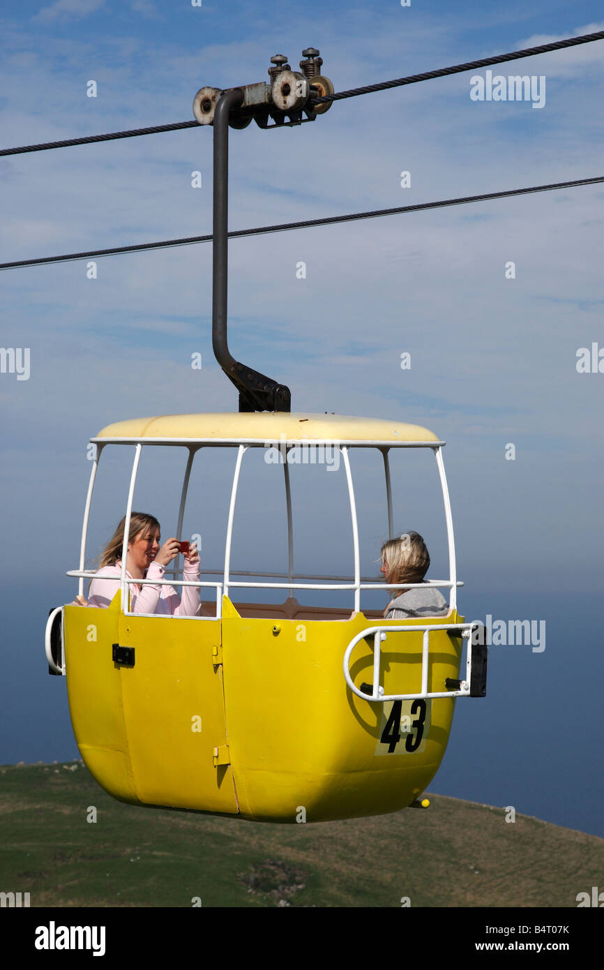 yellow cable car on the great orme aerial cable car llandudno conway ...