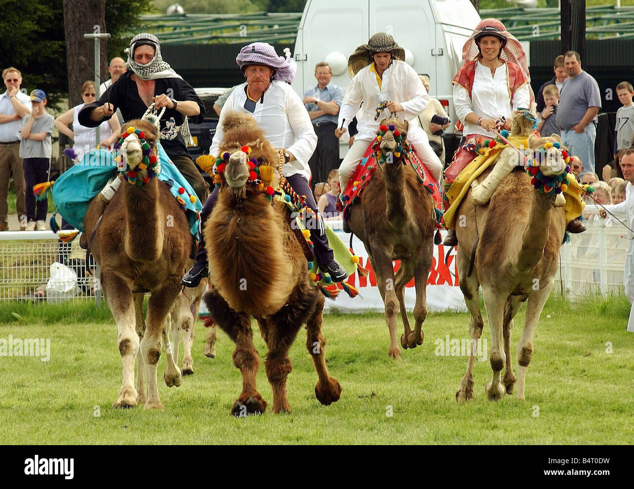 Camel racing during The Royal Welsh Smallholder and Garden Festival at ...