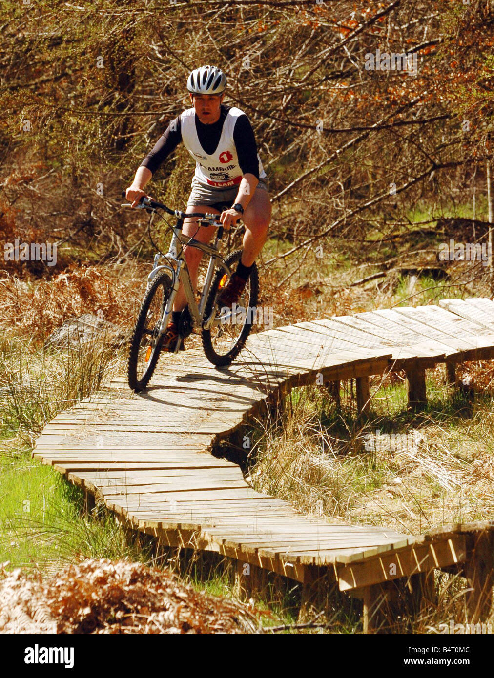 James Moncur competing inthe mountain bike section of The Drambuie ...