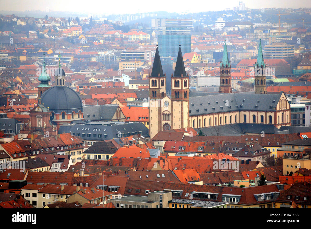 Cityscape with cathedral Wurzburg Bavaria Germany Europe Stock Photo ...