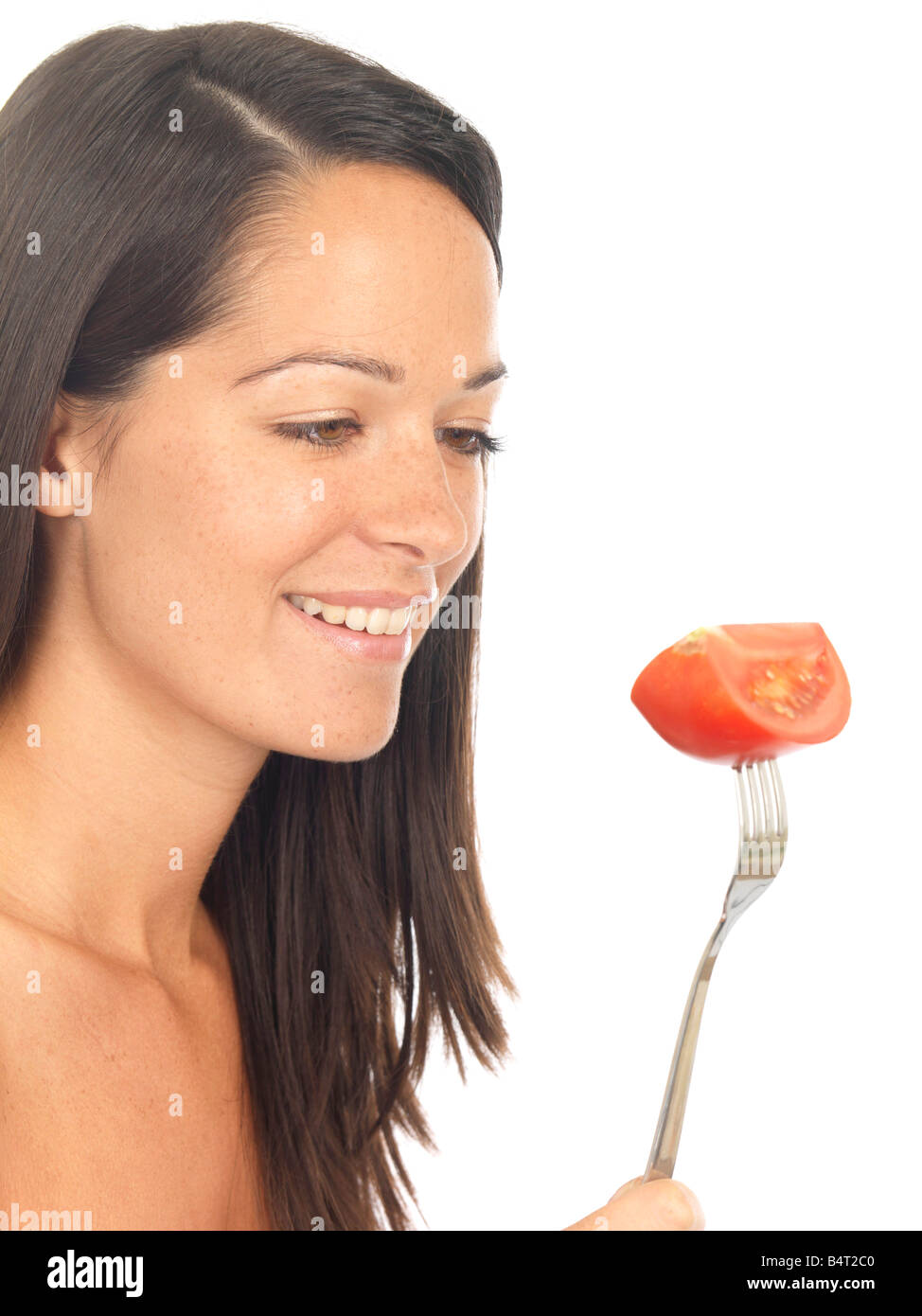 Young Woman Holding Beef Tomato Model Released Stock Photo - Alamy