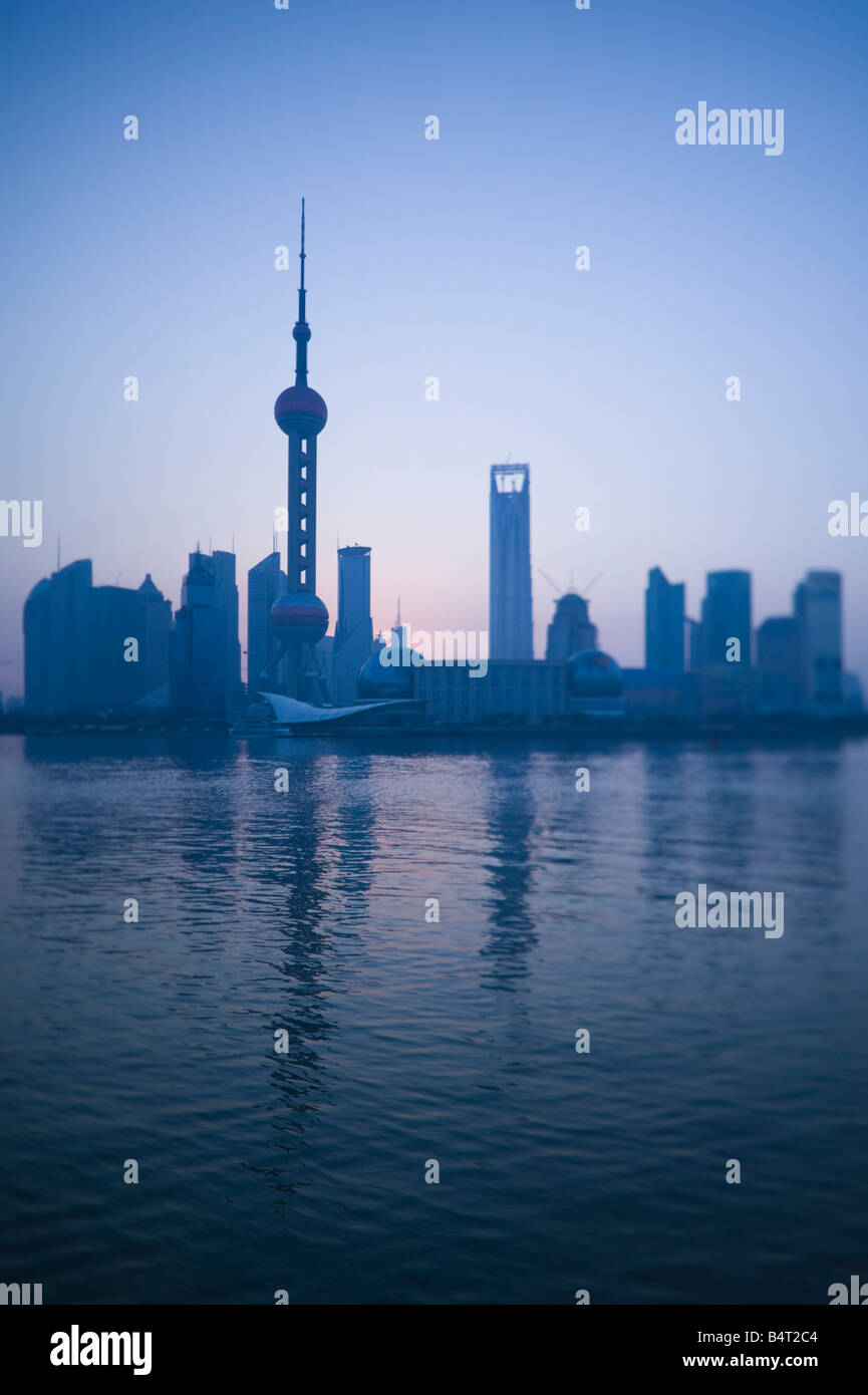 China, Shanghai, Pudong District, View of Pudong and Oriental Pearl ...