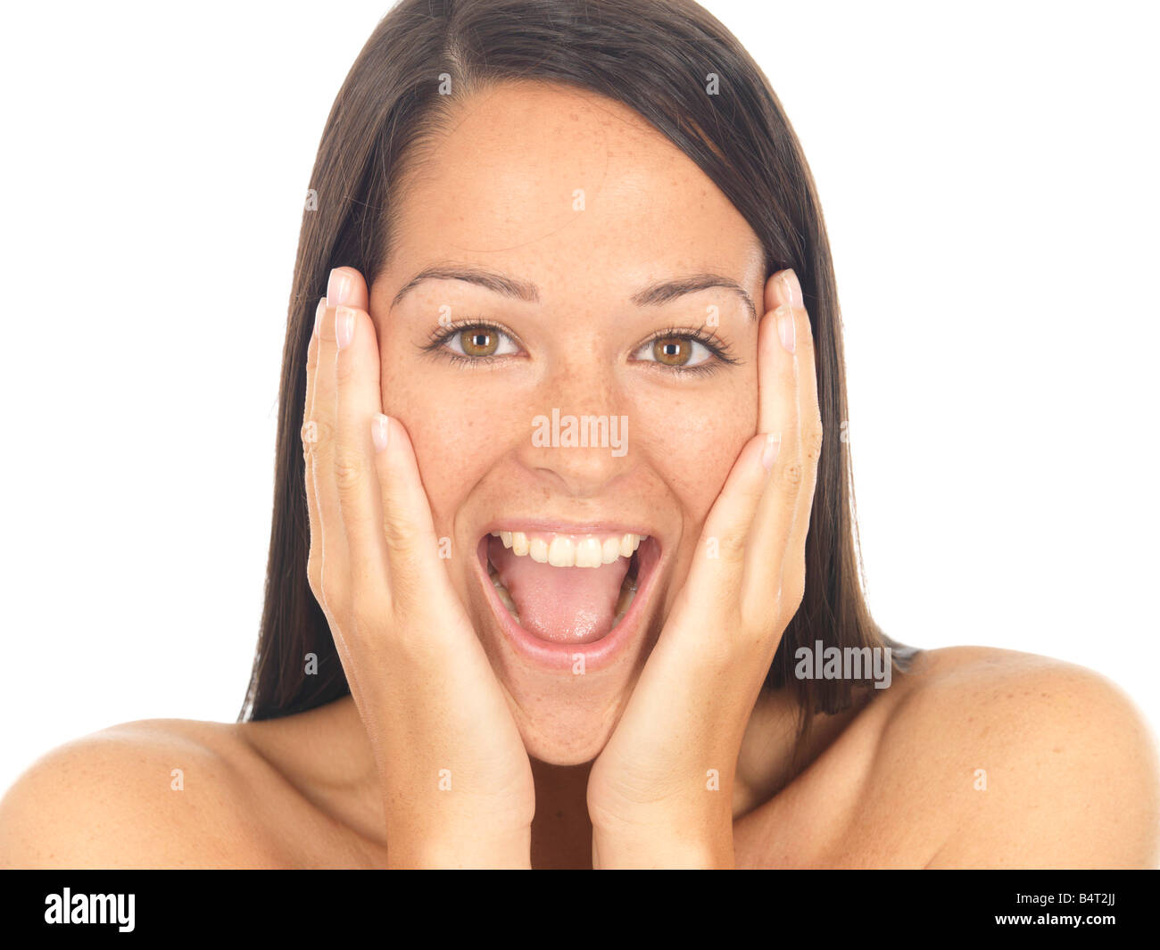 Excited Young Woman Model Released Stock Photo - Alamy