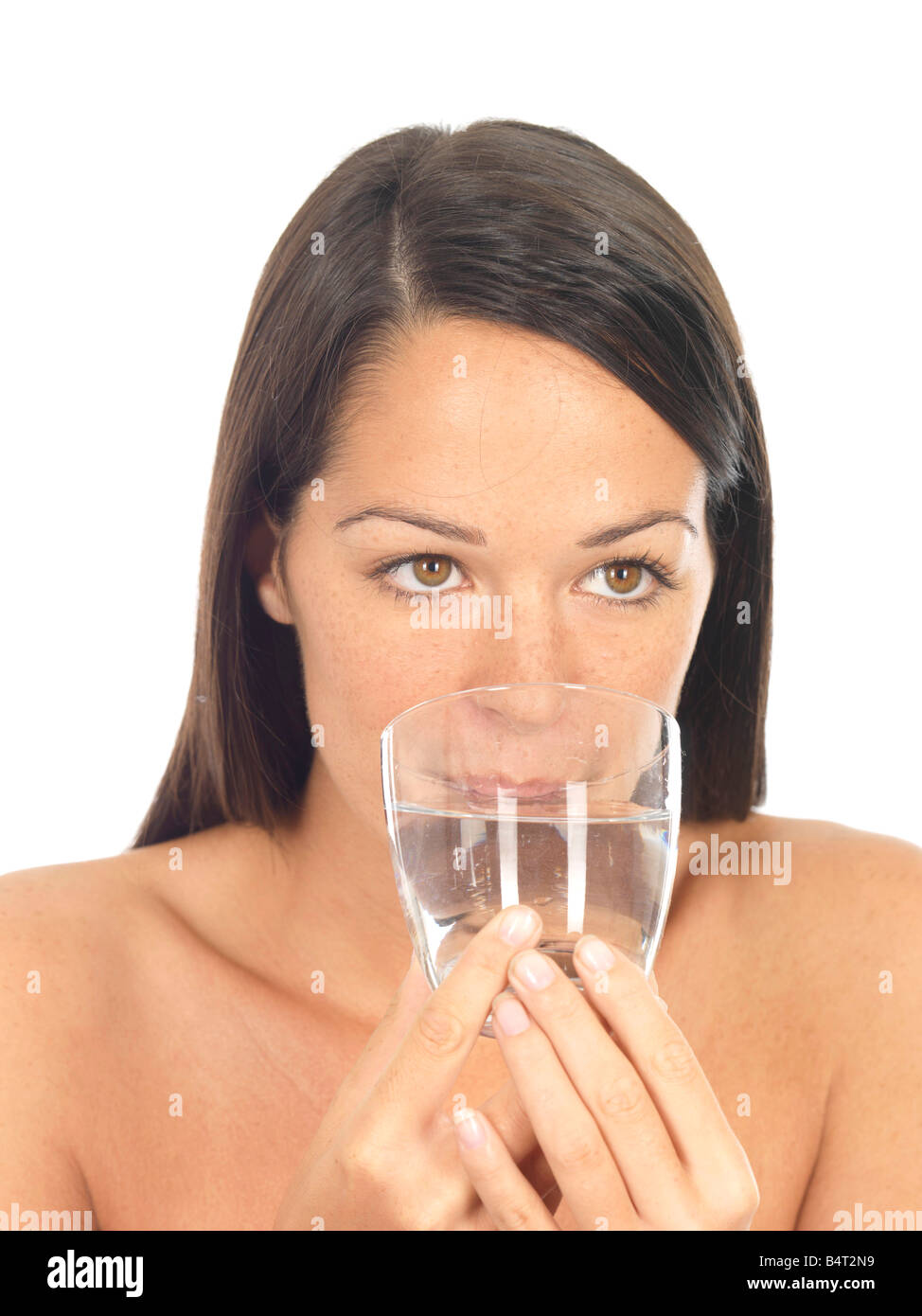 Young Woman Drinking Glass of Water Model Released Stock Photo - Alamy