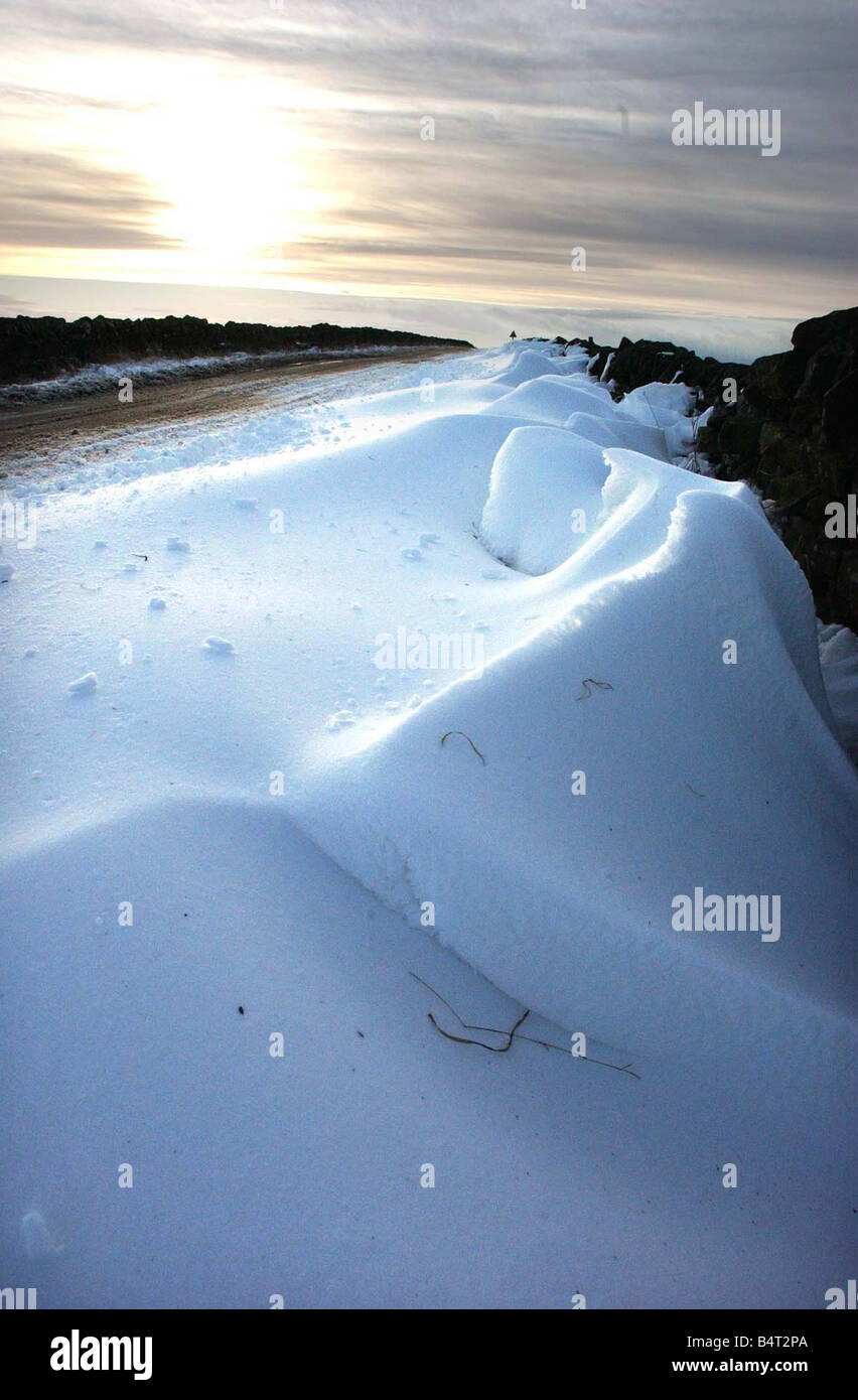 Snow drifts on the road near Bellingham Stock Photo - Alamy