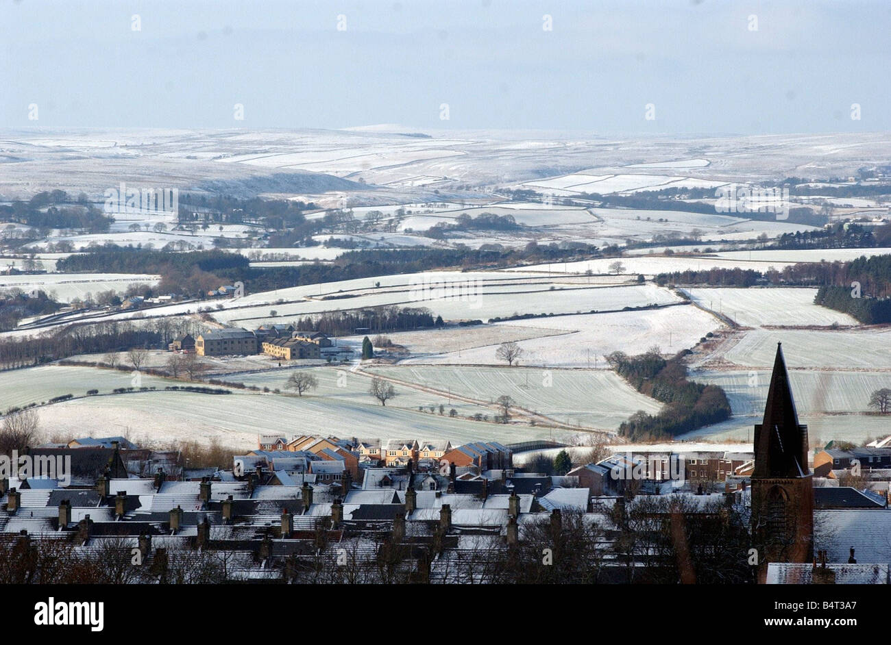 Snow covered roof tops over Blackhill near Consett Stock Photo - Alamy
