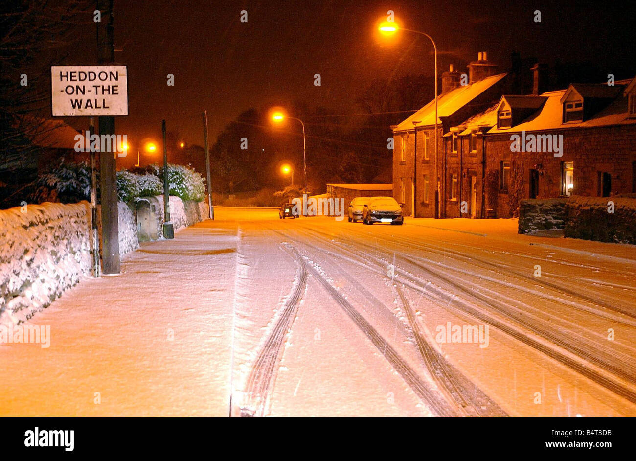 A snow storm at Heddon on the Wall Stock Photo - Alamy
