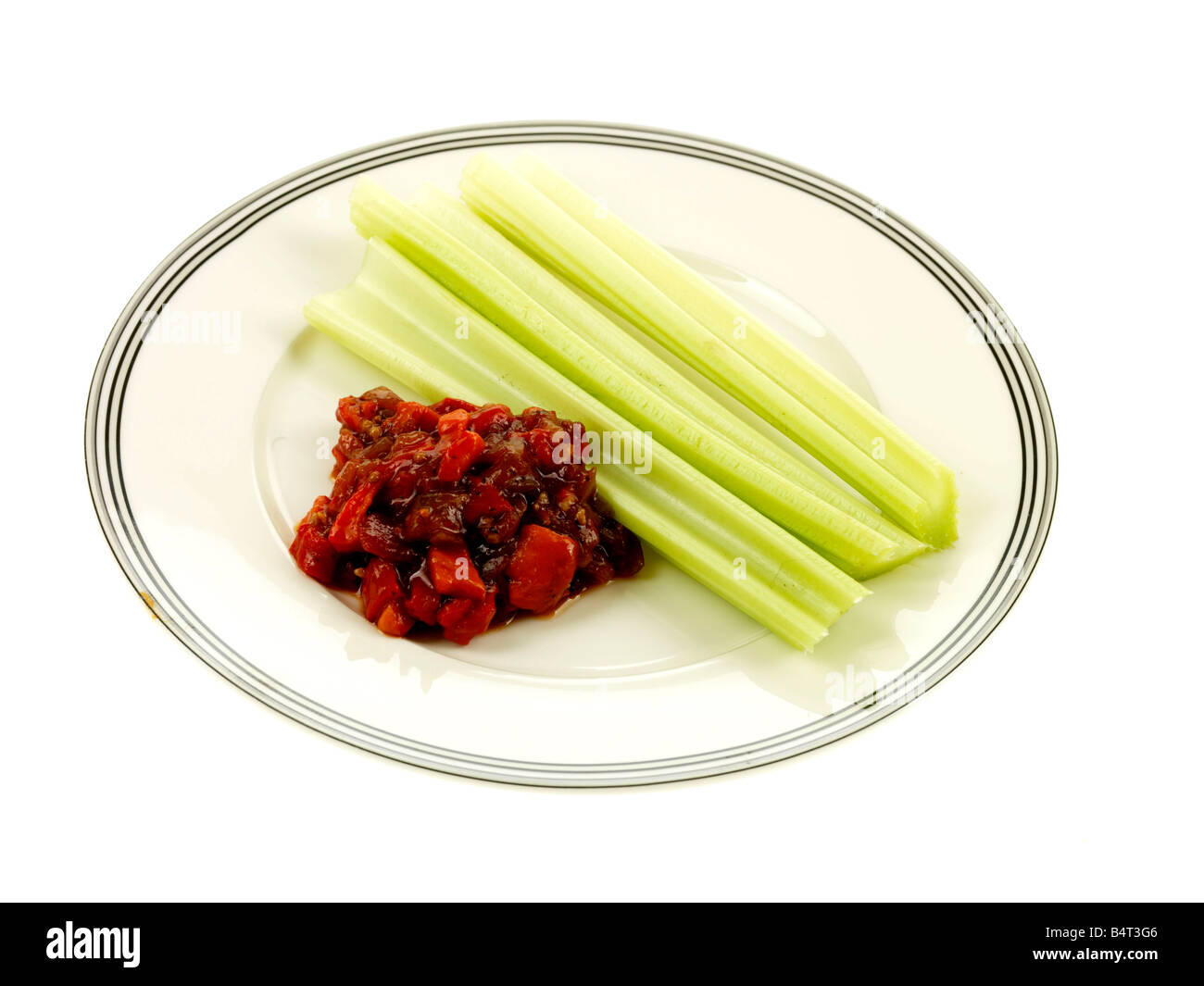 Celery with Salsa Stock Photo - Alamy