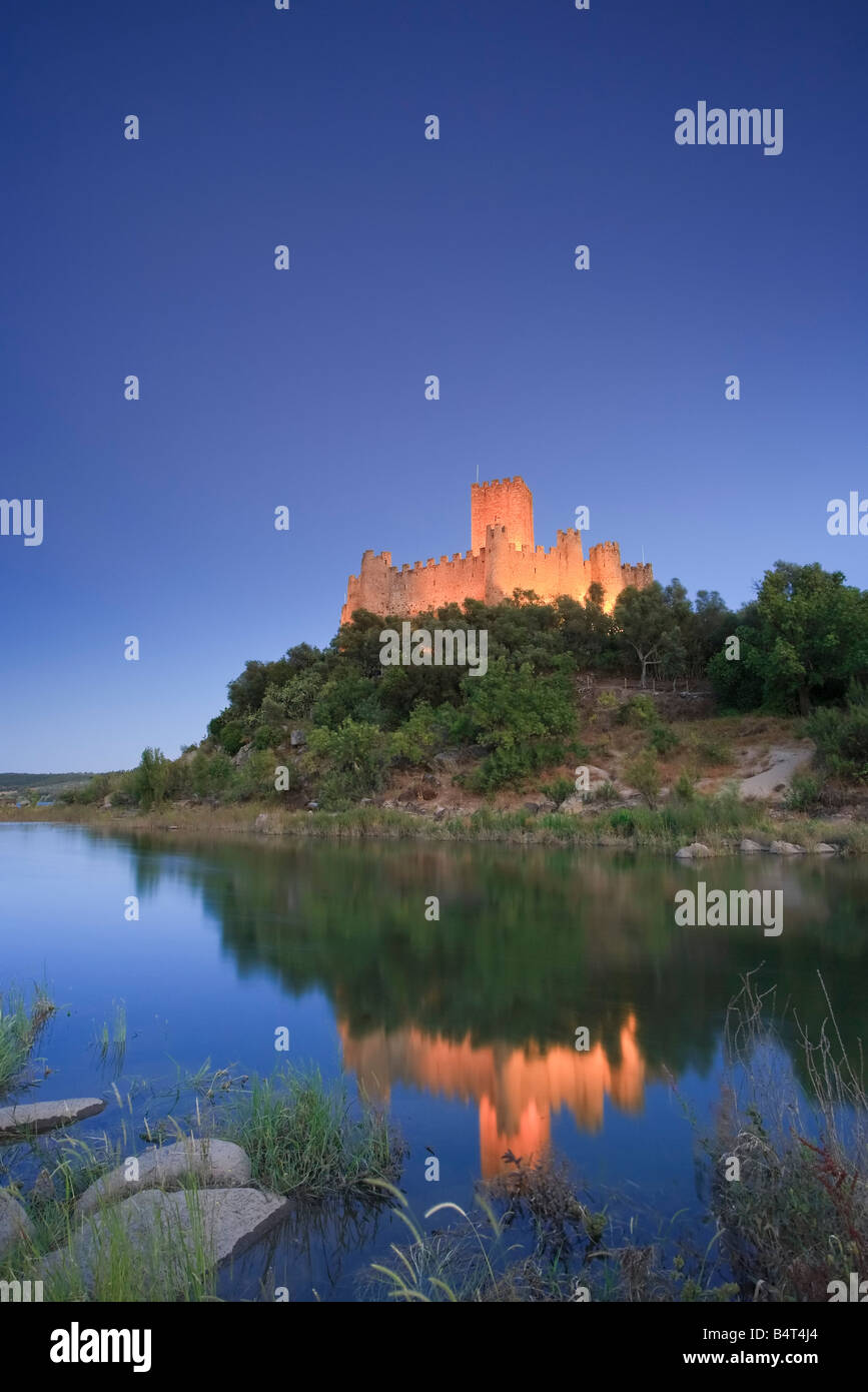 Almourol Castle, set on a island on Rio Tejo, Ribatejo Province ...