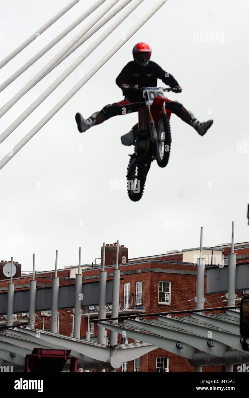 Supercross rider Neil Prince gets airborne at the Millennium Stadium ...