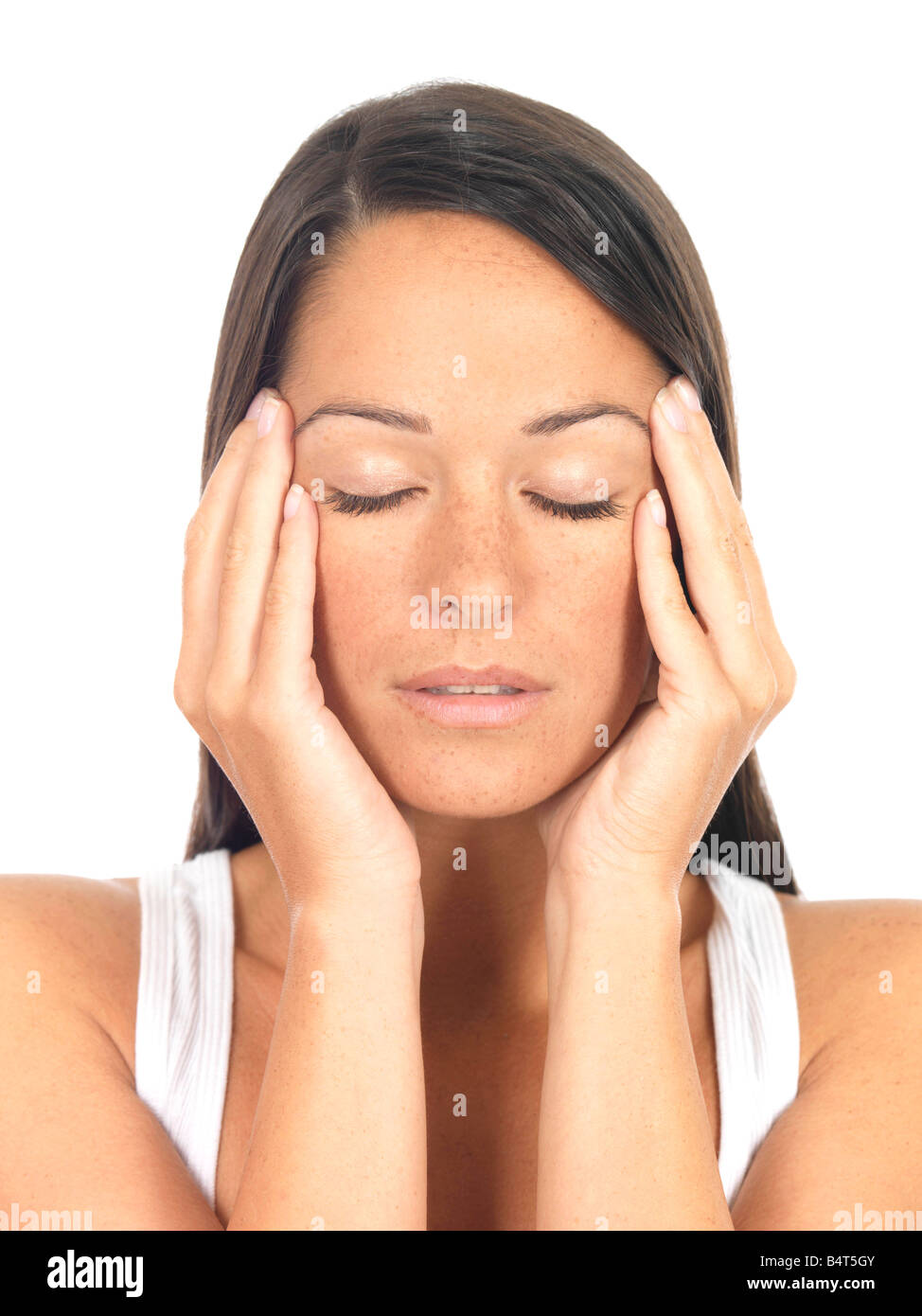 Young Woman with Headache Model Released Stock Photo - Alamy
