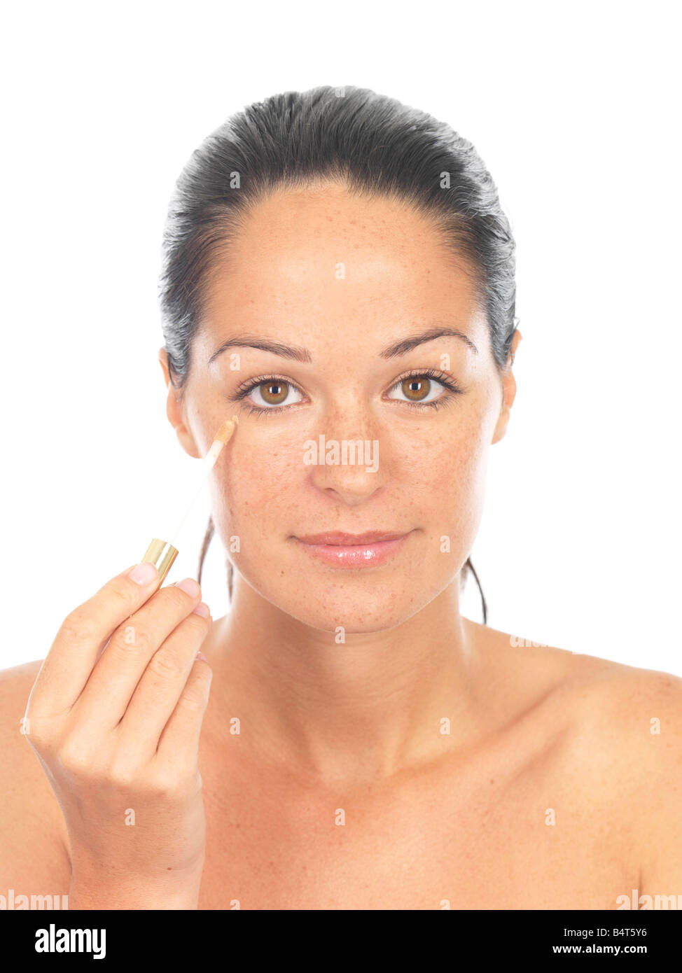 Woman Applying Concealer Model Released Stock Photo - Alamy