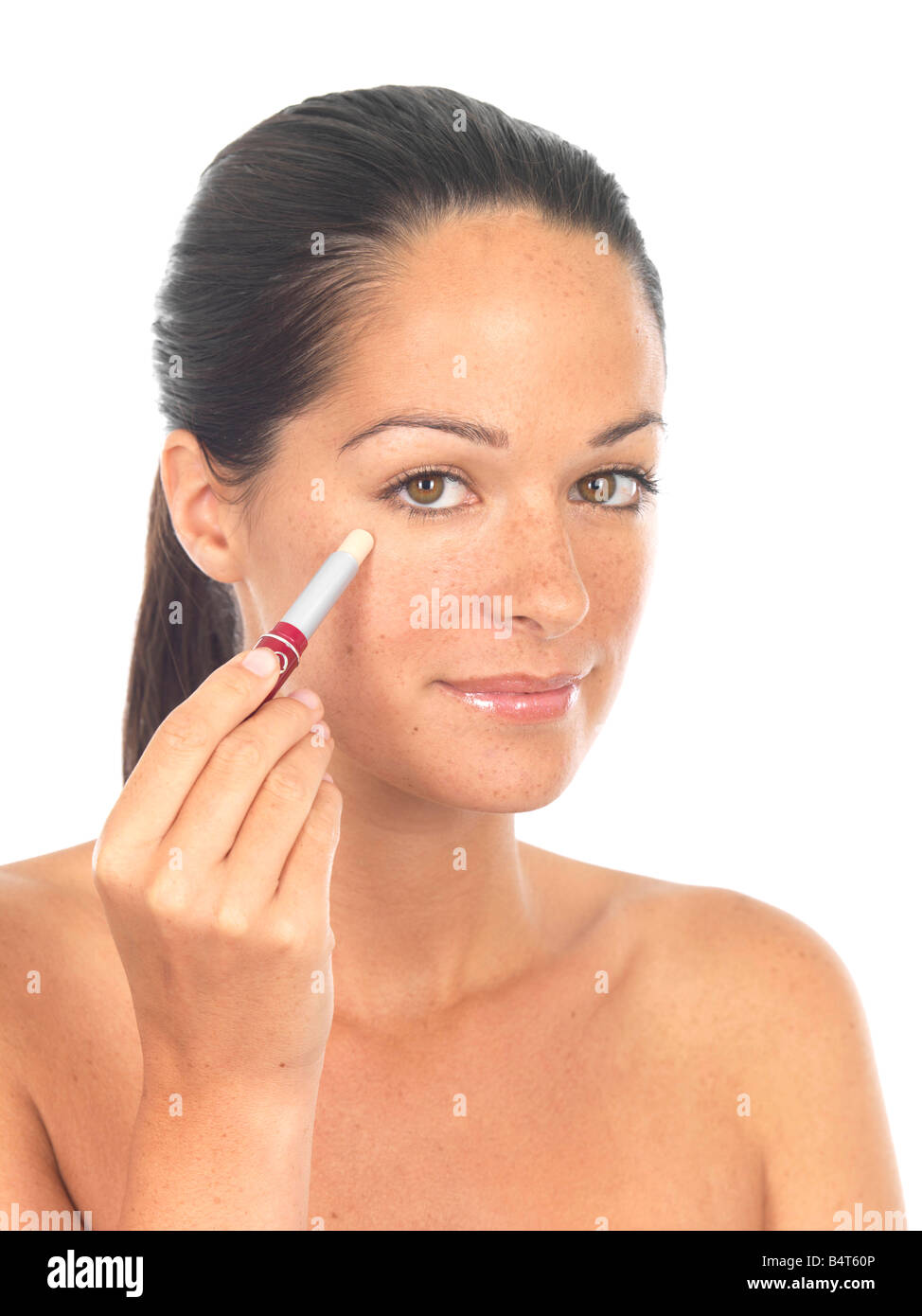 Woman Applying Concealer Model Released Stock Photo - Alamy