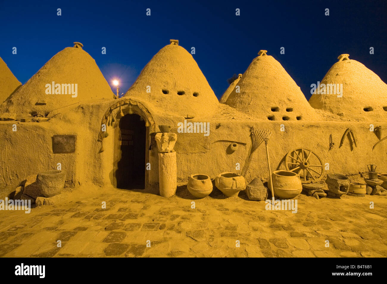Turkey, Eastern Turkey, Harran, traditional Beehive houses at night ...