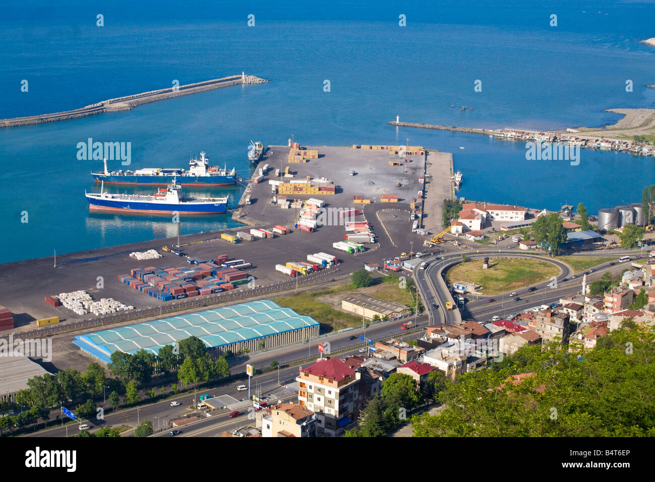 Turkey,Trabzon, View of port and Black sea from Bostepe Picnic place ...