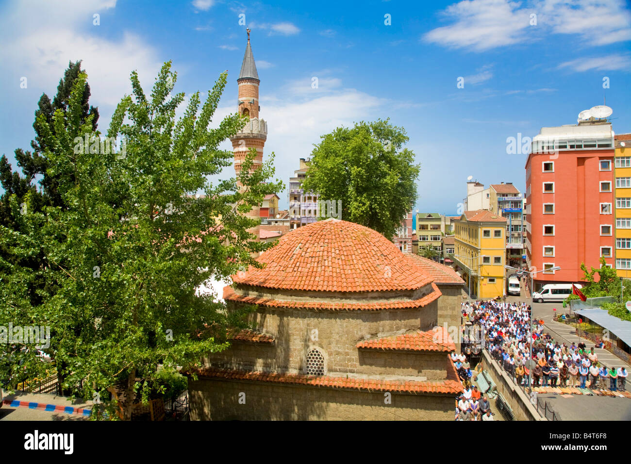 Turkey, Trabzon, People at Friday prayers at Mosque near Meydan Park ...