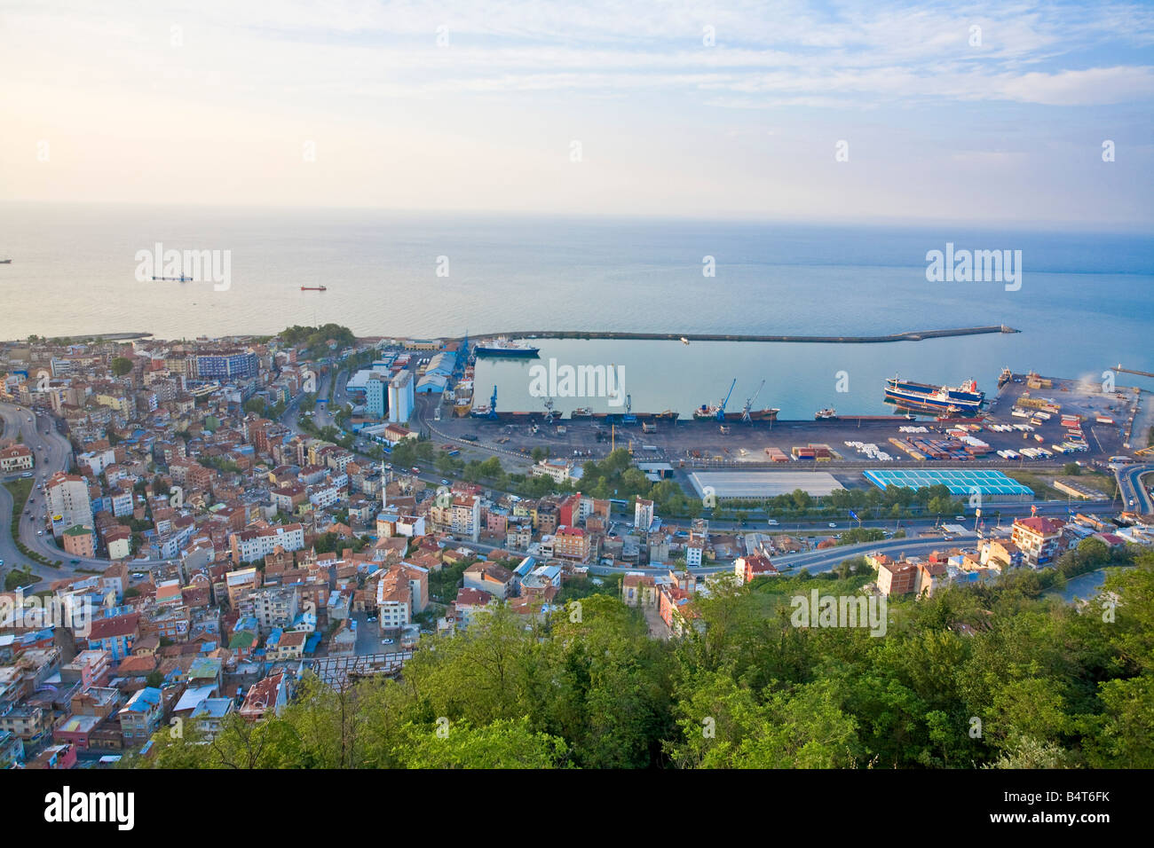 Turkey,Trabzon, View of city towards port and Black sea Stock Photo - Alamy