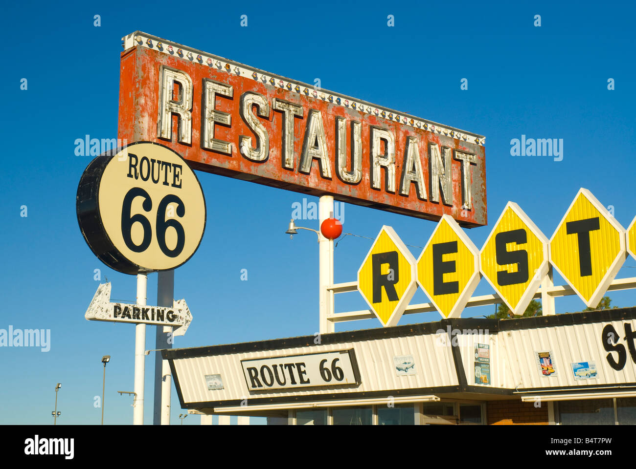 USA, New Mexico, Route 66, Santa Rosa, The Route 66 Restaurant Stock ...