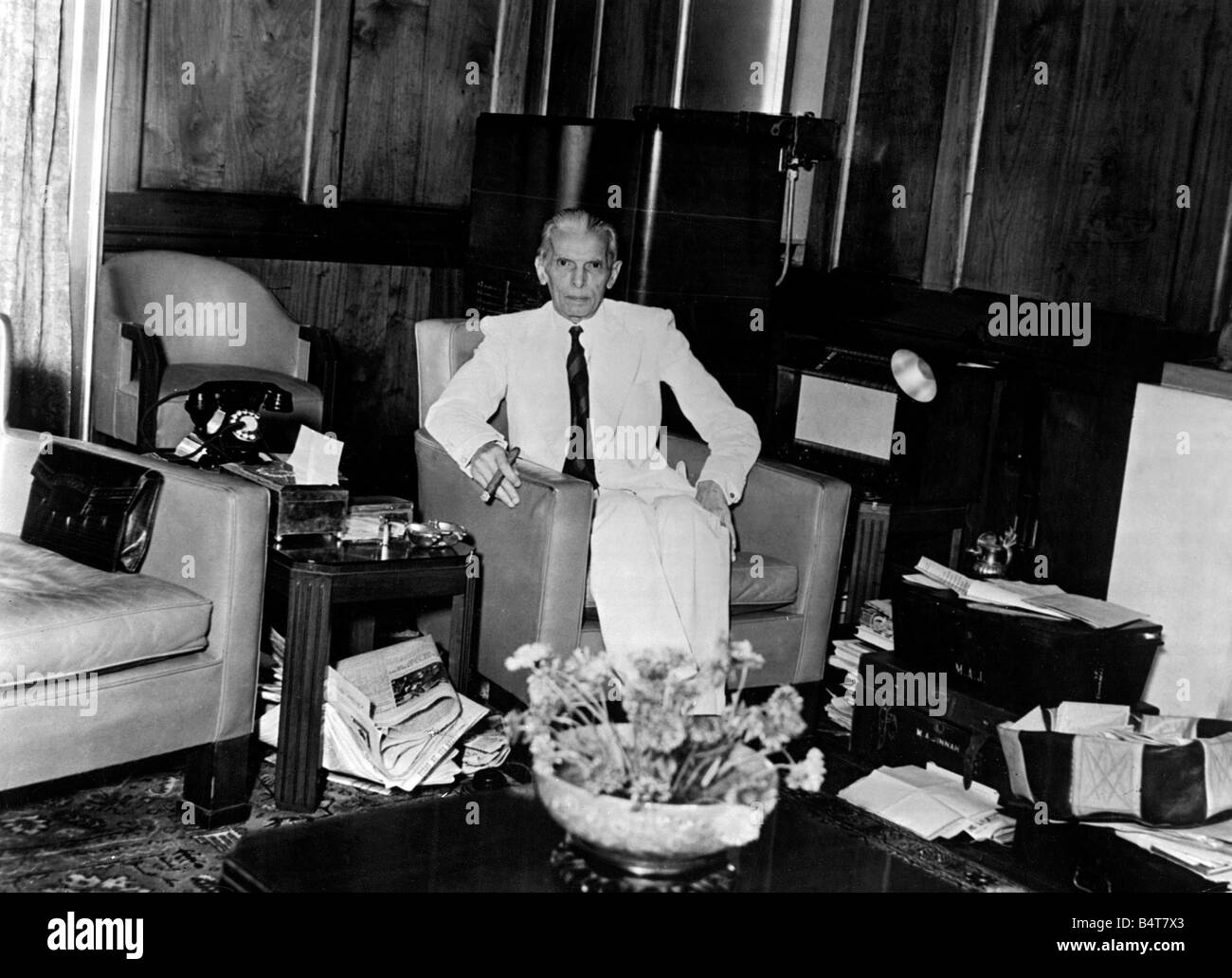 Mohammad Ali Jinnah Governor General of Pakistan in study of his new ...