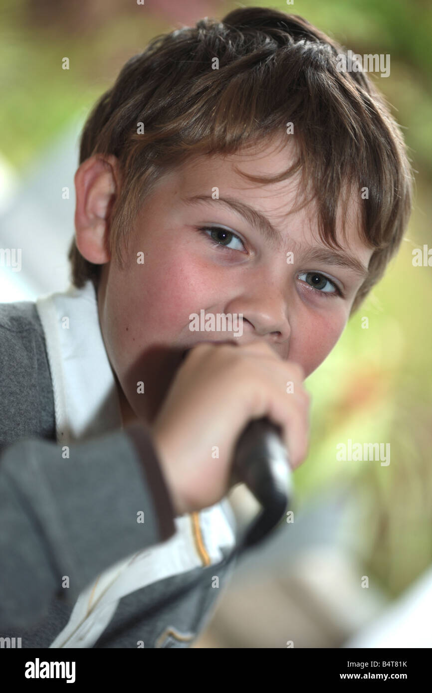 Young Boy Singing Model Released Stock Photo - Alamy