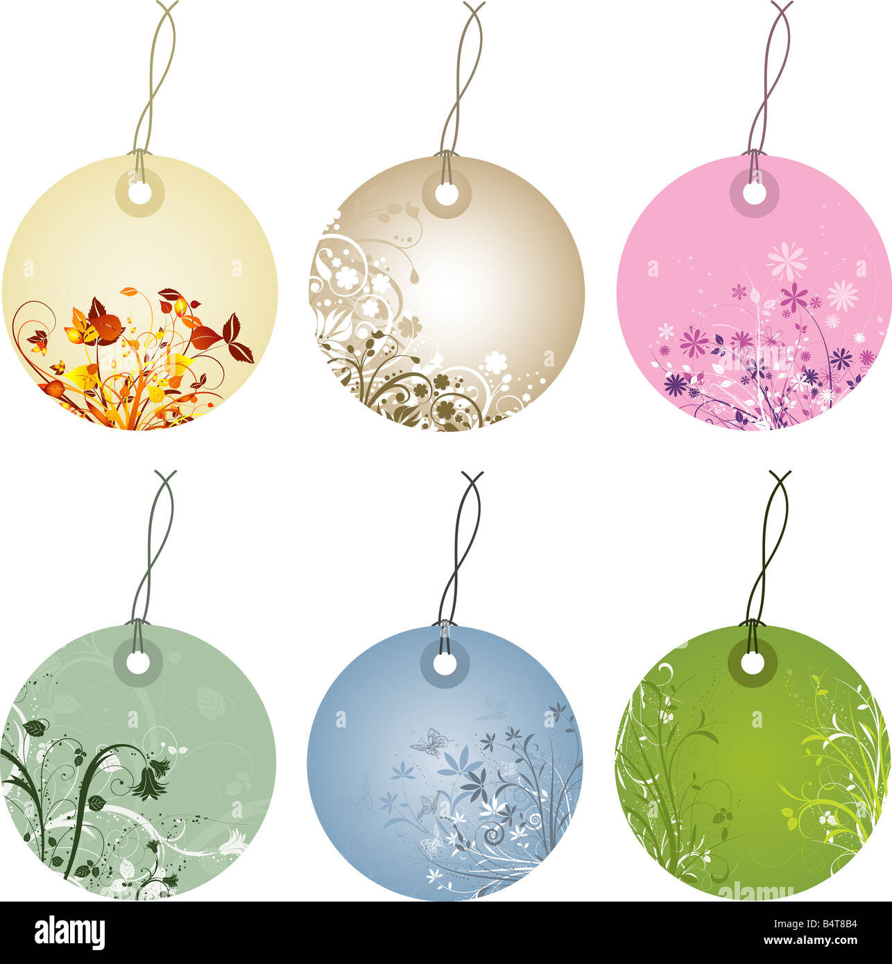 Labels with various floral designs Stock Photo - Alamy