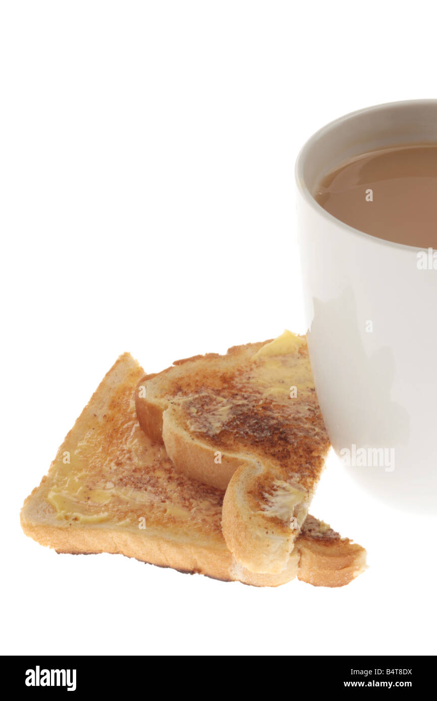 Fresh Mug Of Tea Or Coffee With Hot Buttered Toast For Breakfast ...