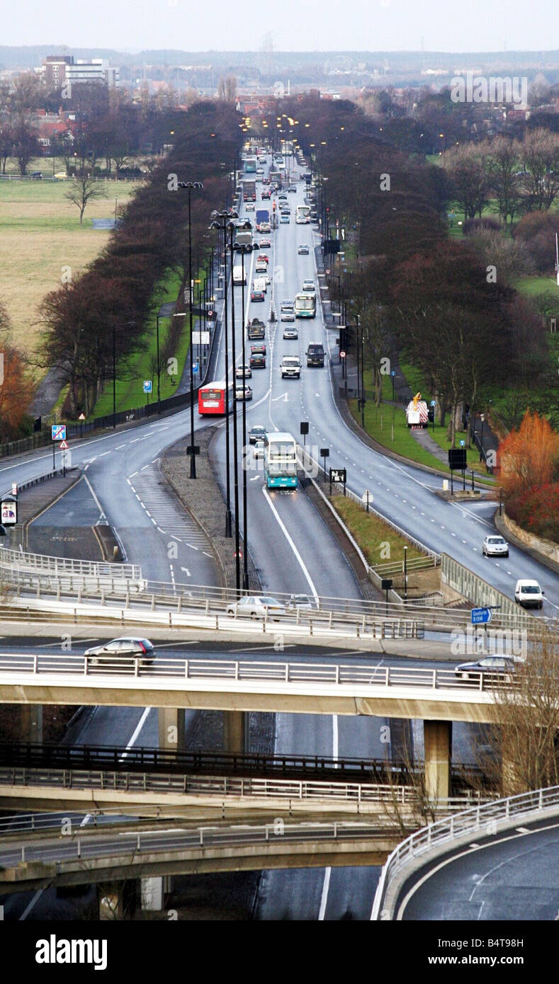 Panoramic general view of Newcastle city centre Great North Road Stock ...
