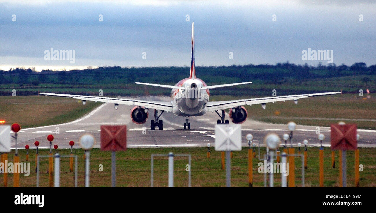 A plane takes off on a runway over Callerton Hill from Newcastle ...
