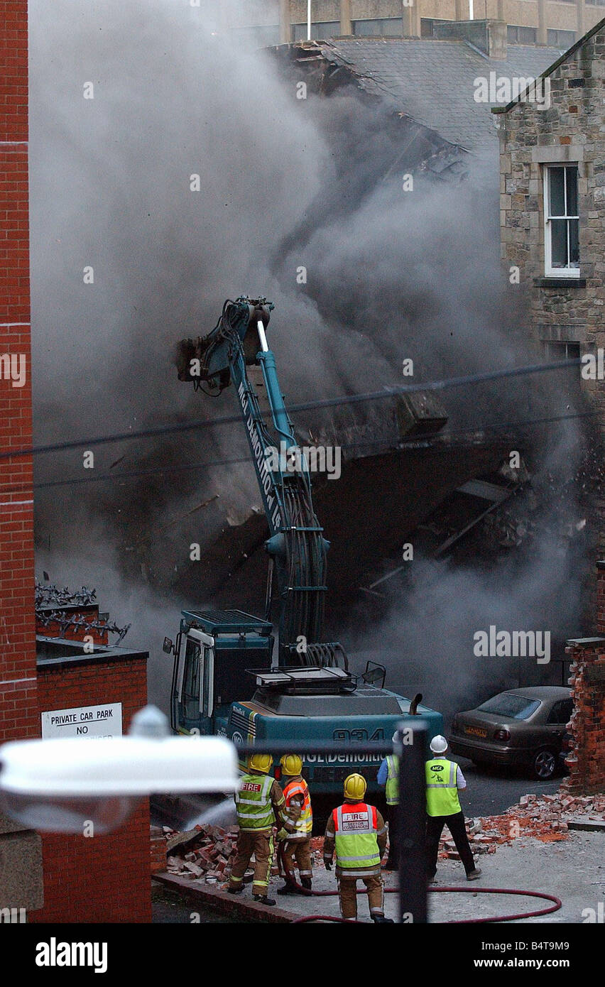 The demolition of a Newcastle building on Grainger Street Stock Photo ...