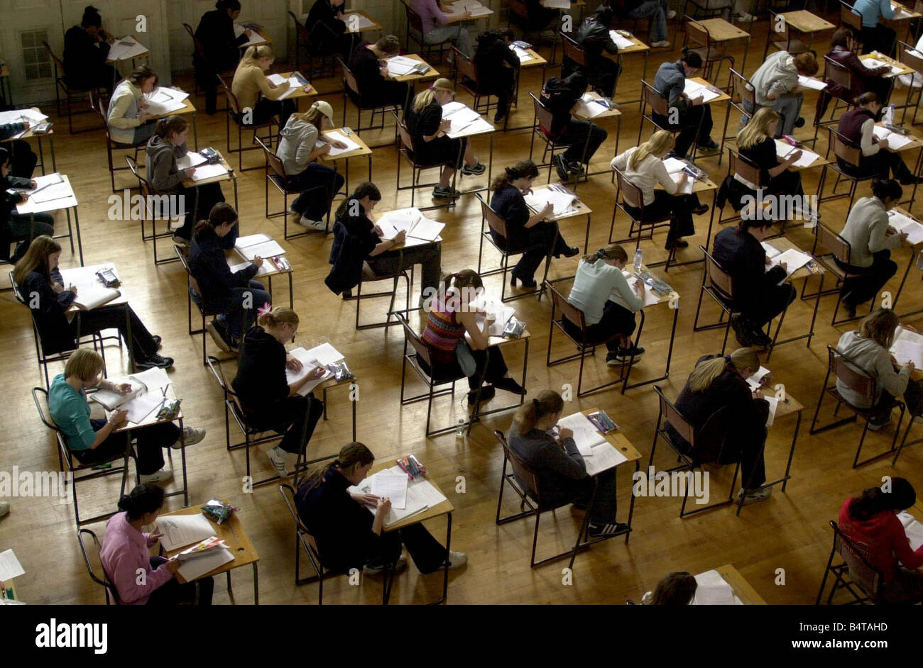 Pupils sitting exams 2005 Stock Photo - Alamy