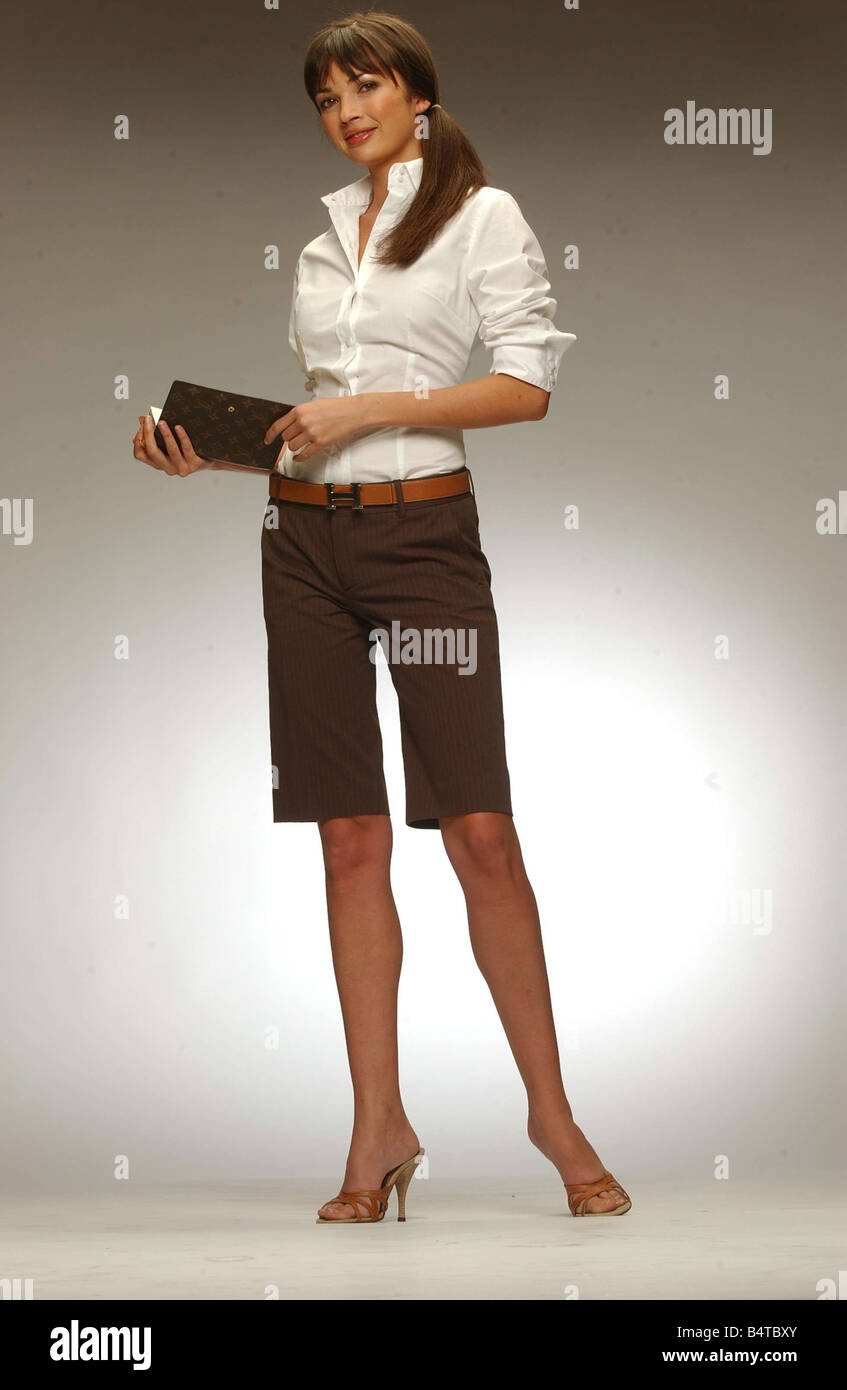 Shorts fashion feature April 2005 model Amy Rewcastle Stock Photo - Alamy