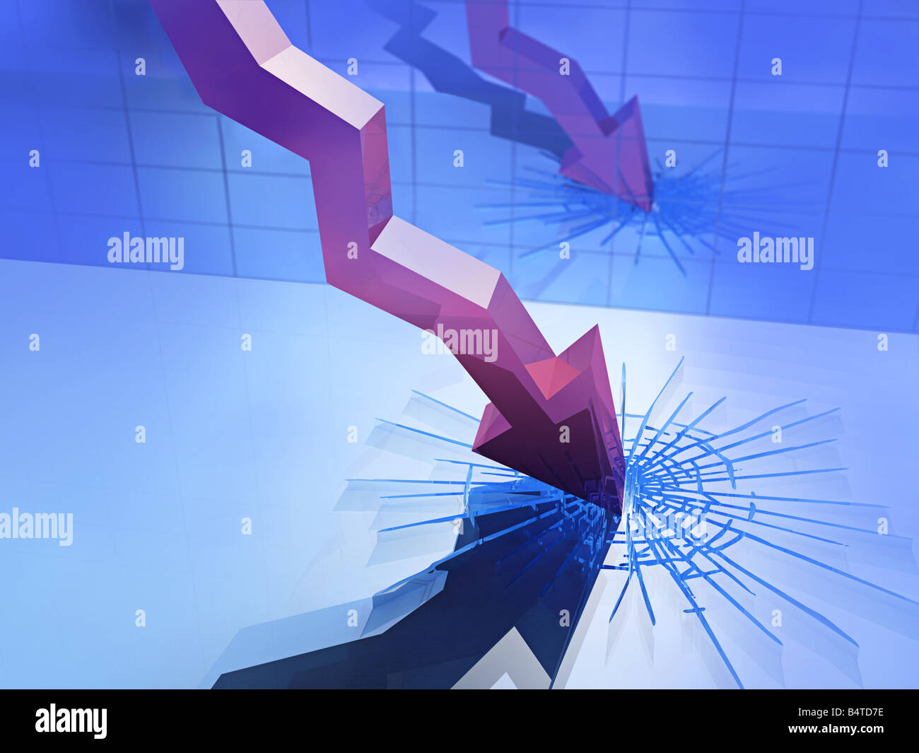 3D graph of falling market Stock Photo - Alamy