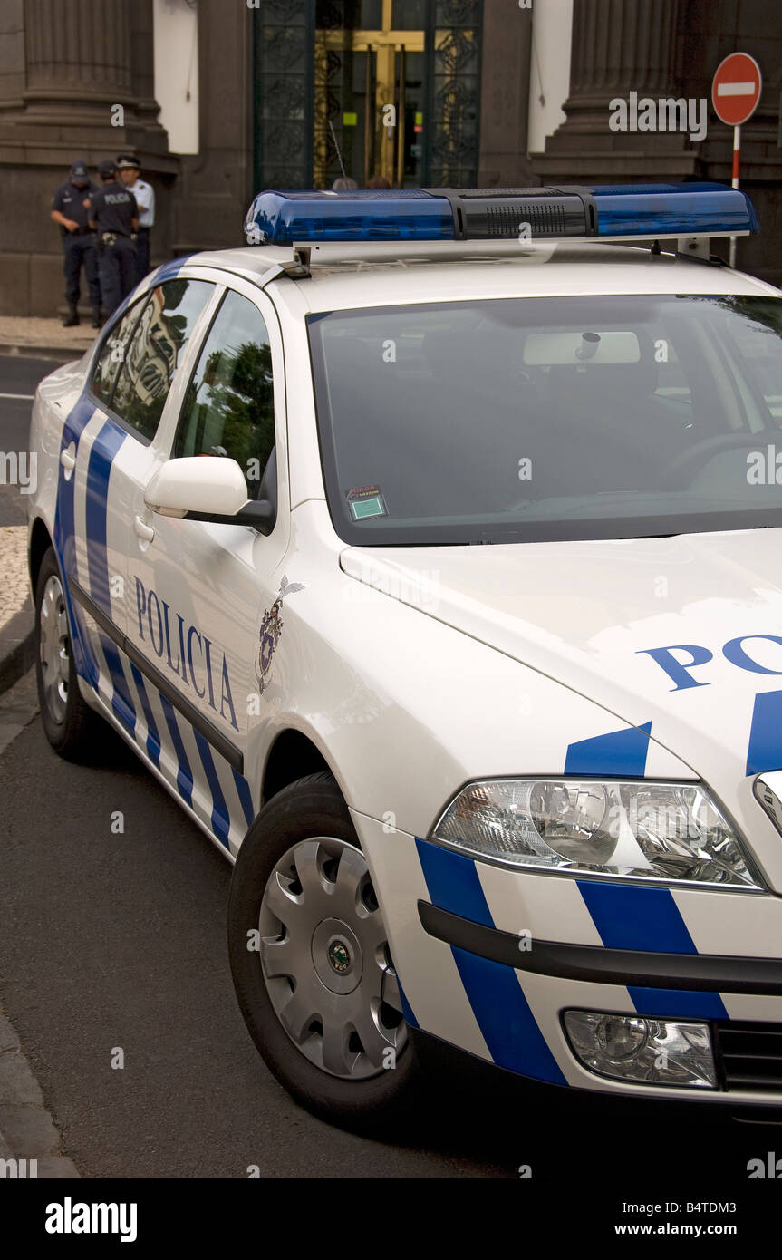 Police Car with policemen in the background Funchal Madeira Portugal EU ...