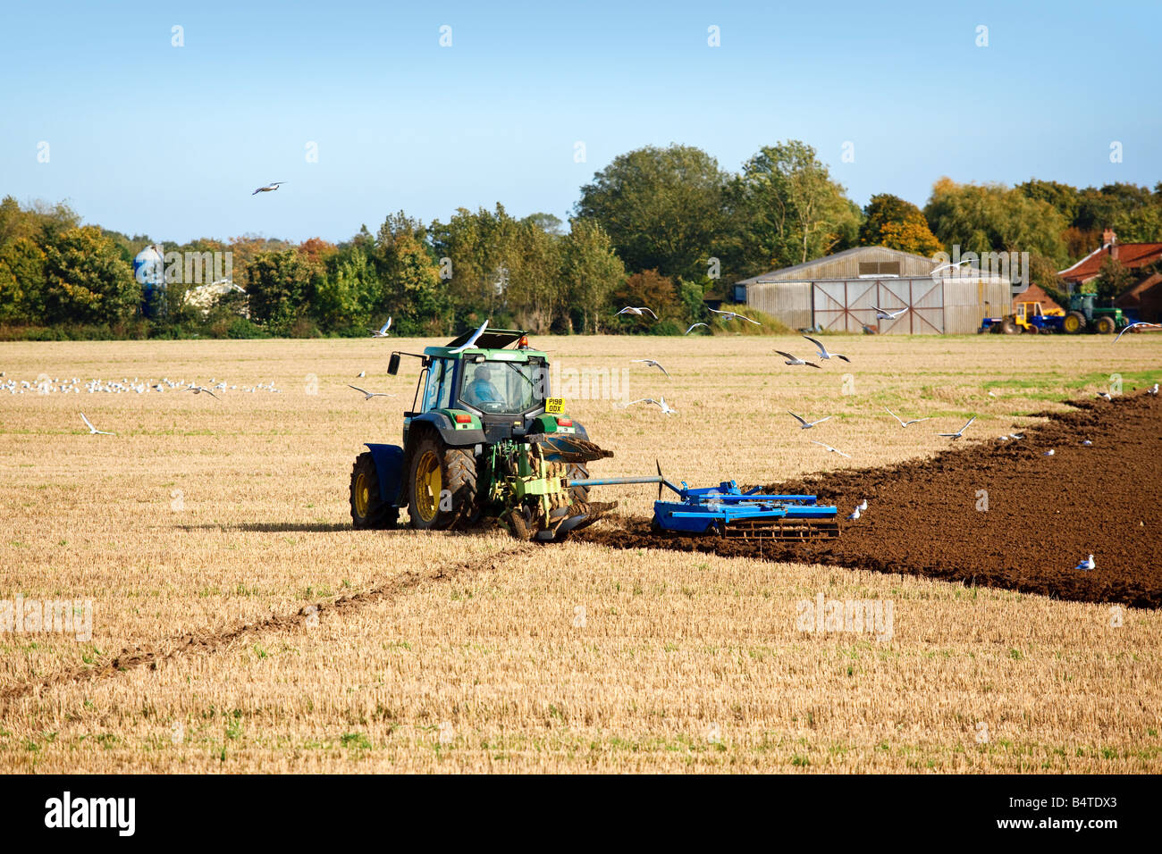 Ploughing the fields after the summer crop "North Norfolk" UK Stock ...